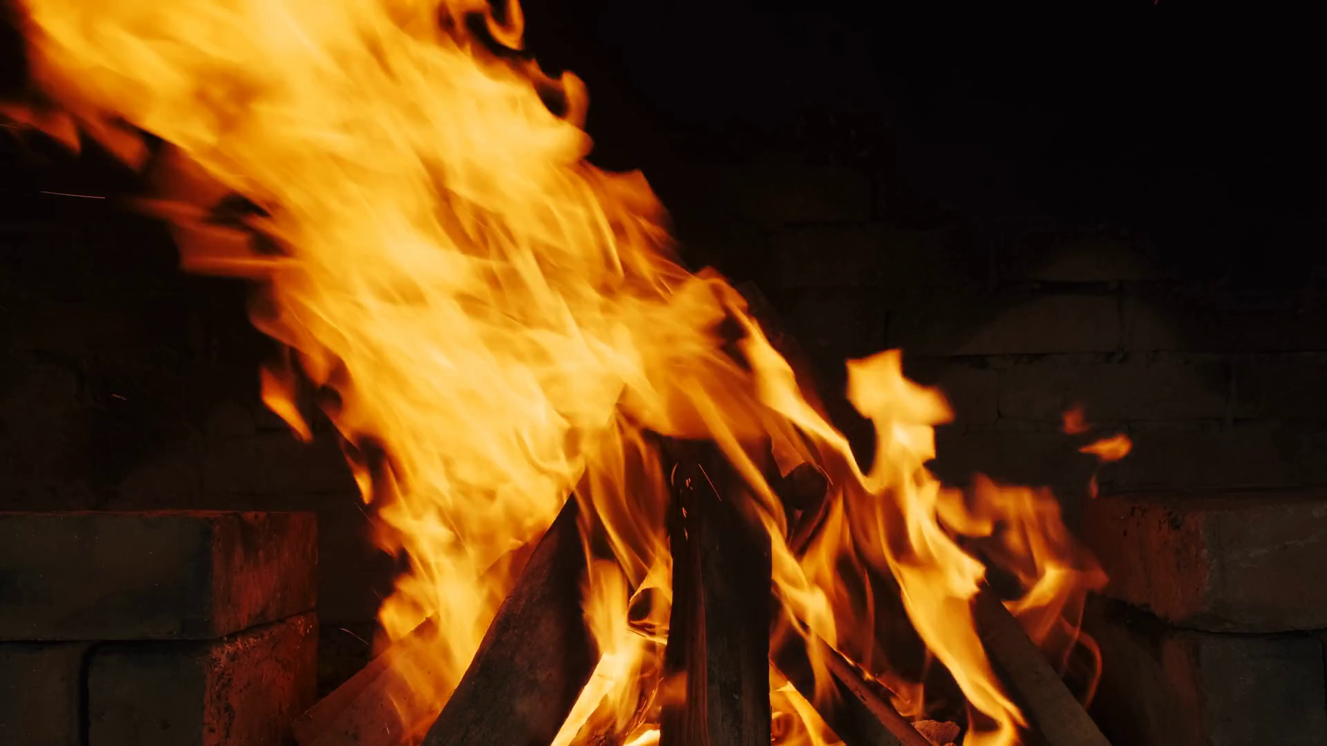 Burning Logs In Fire Firewood Flames Closeup Stock Footage SBV ...