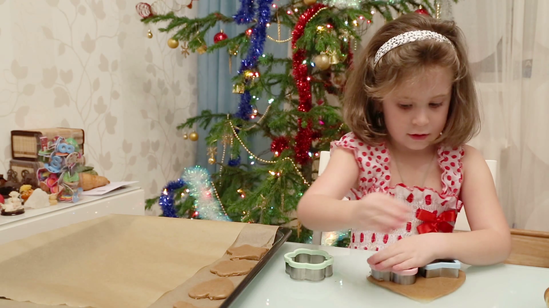 Little Girl Baking Christmas Cookies Stock Footage SBV-347633066 ...