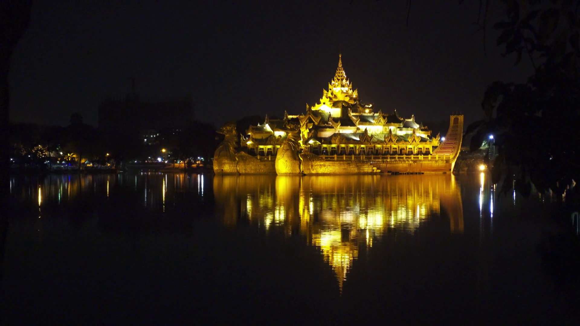 Floating Barge Karaweik At Night In Yangon Stock Footage SBV-348923453 ...