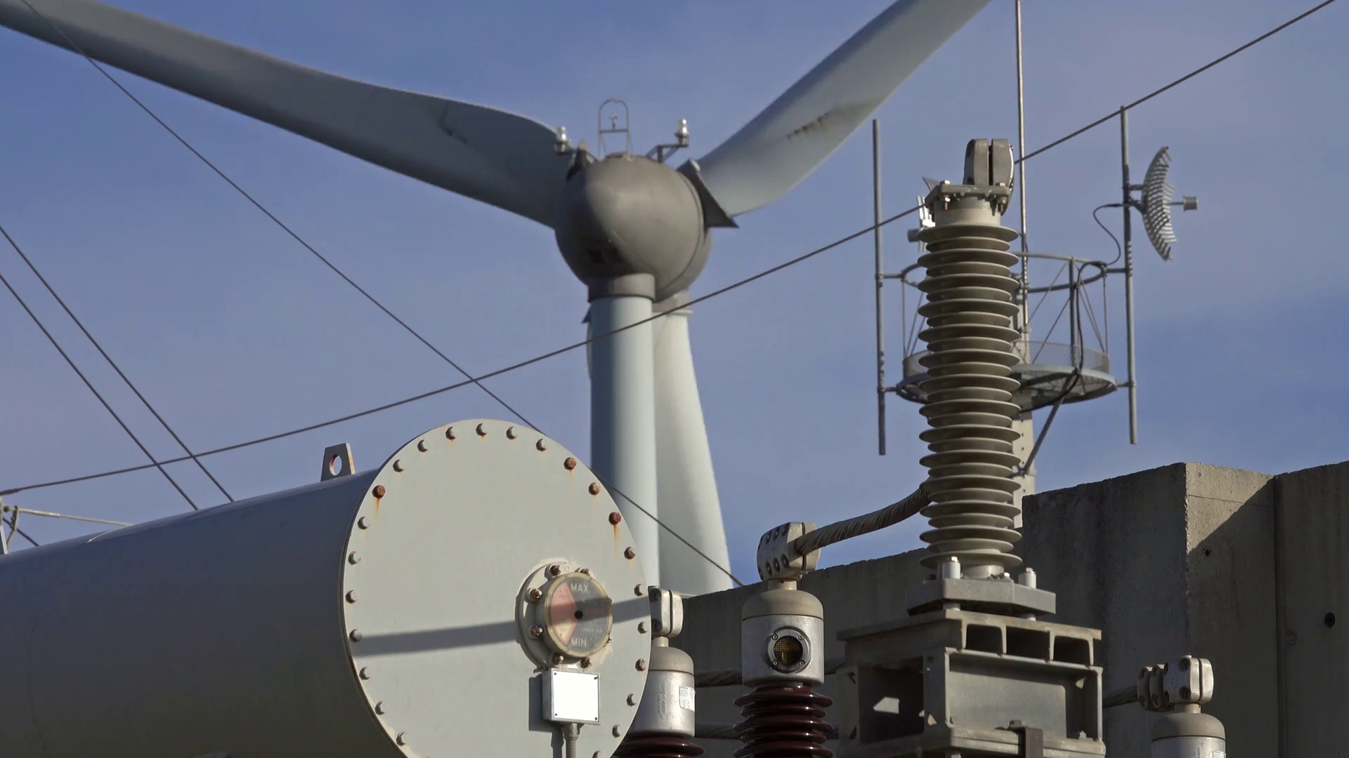 Spinning Wind Turbine Electrical Equipment - Stock Footage SBV ...