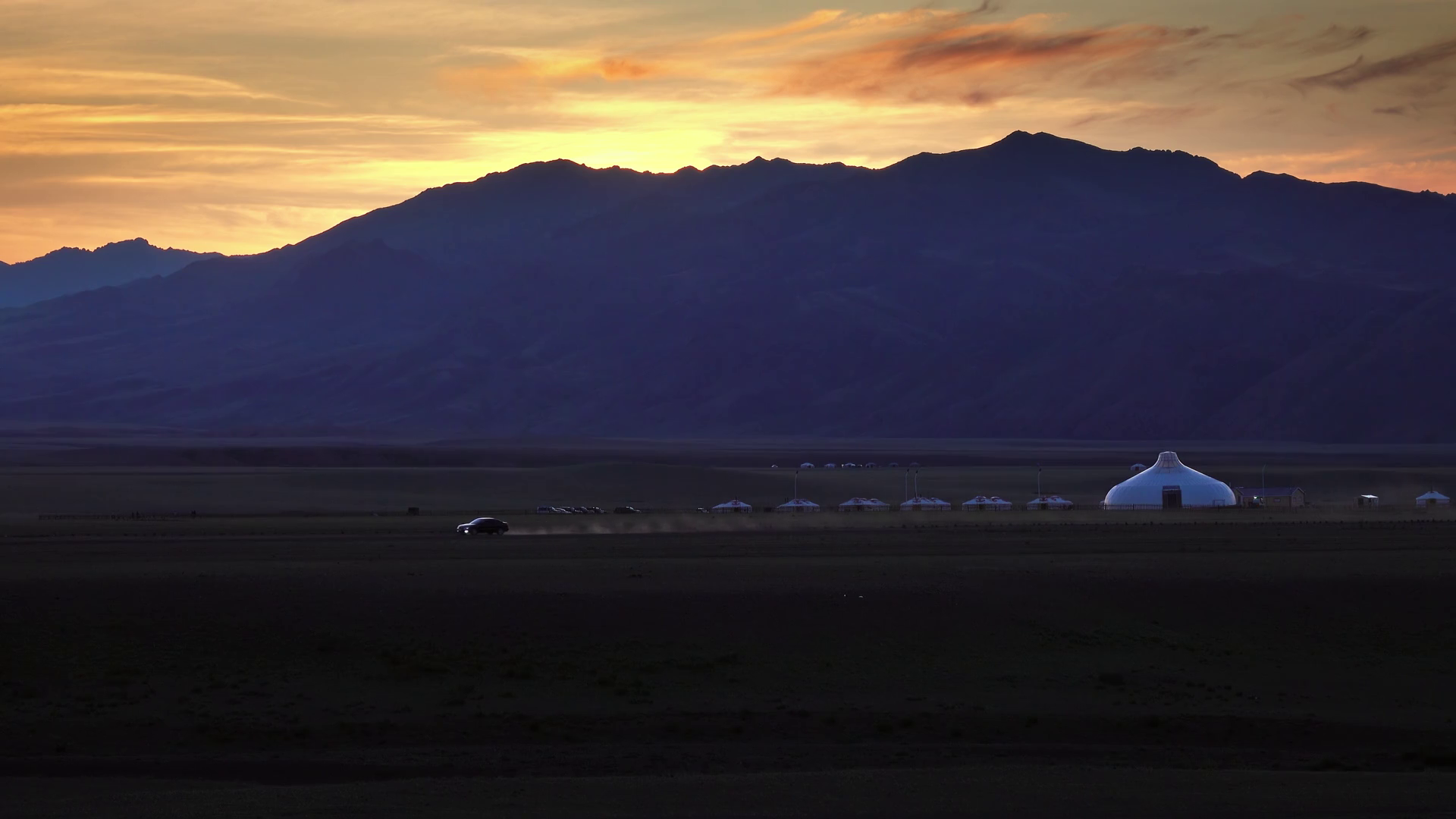 Moving Car Traditional Yurts Sunset Mongolia Stock Footage SBV ...