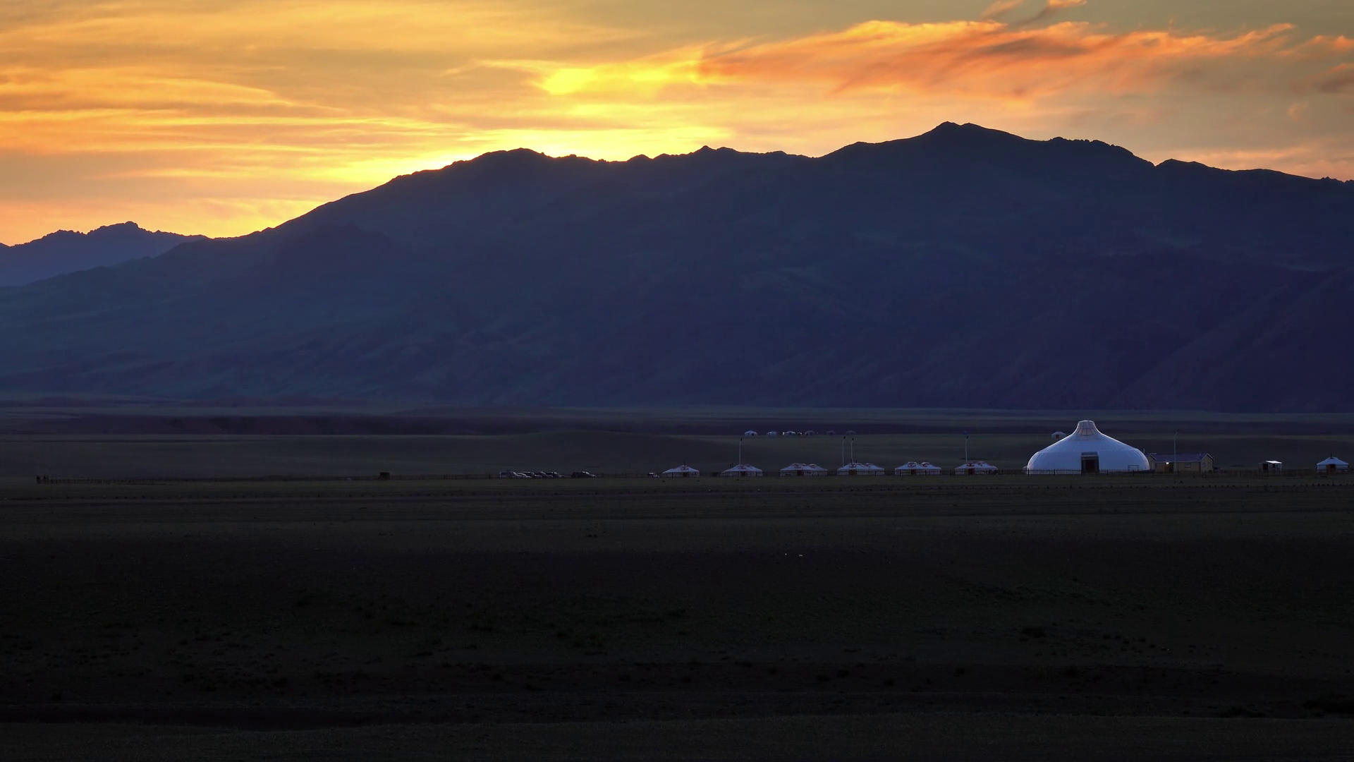 Mountains Traditional Yurts Sunset Mongolia Stock Footage SBV-348634287 ...