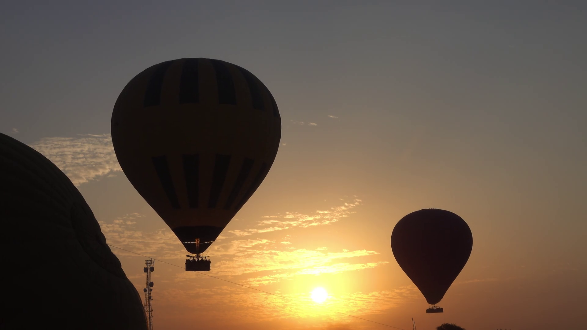Hot-air Balloons Flying At Sunrise Stock Footage SBV-347411140 ...