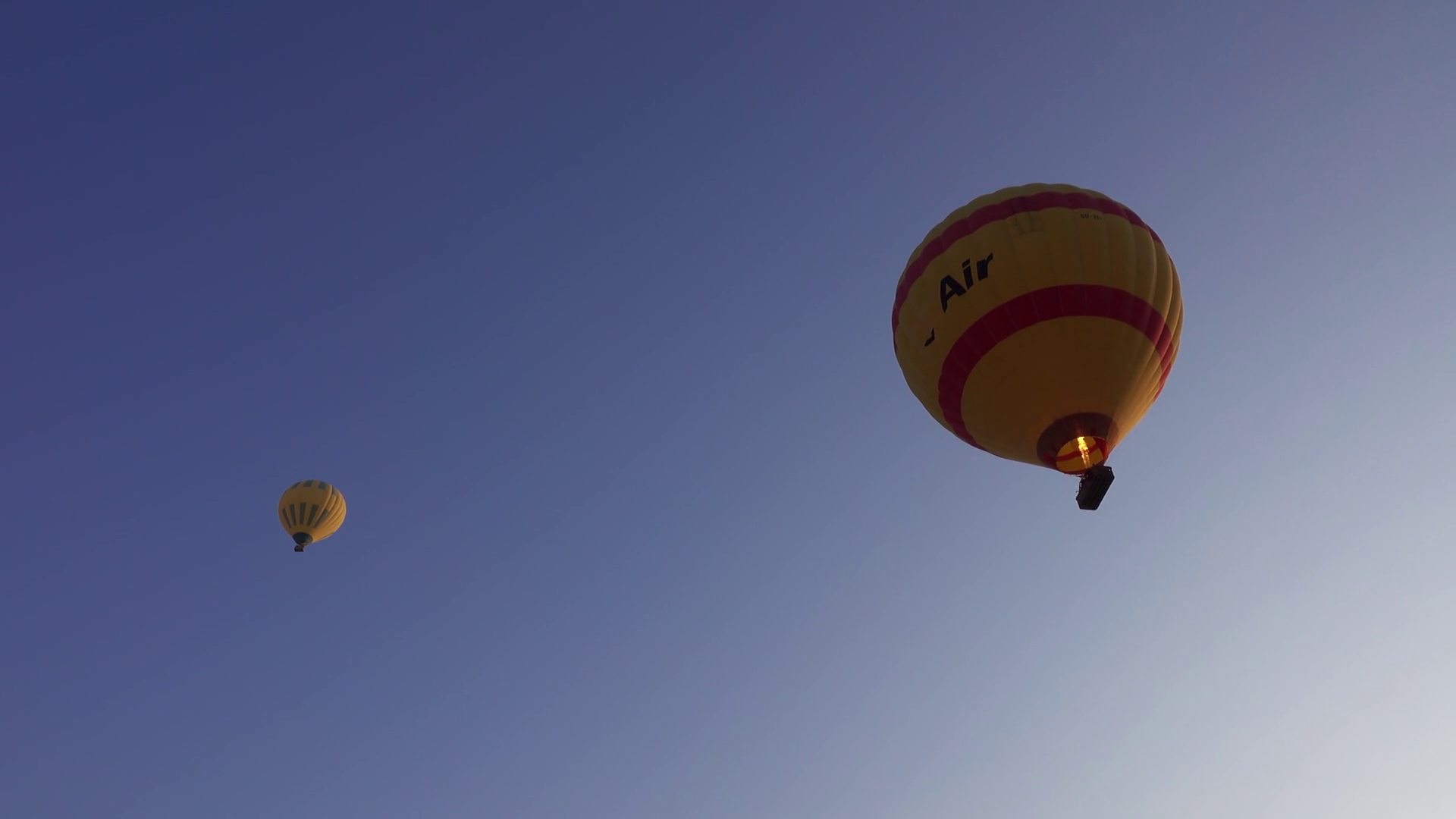 Hot Air Baloon Flying In Blue Sky 4k Stock Footage SBV-347807558 ...