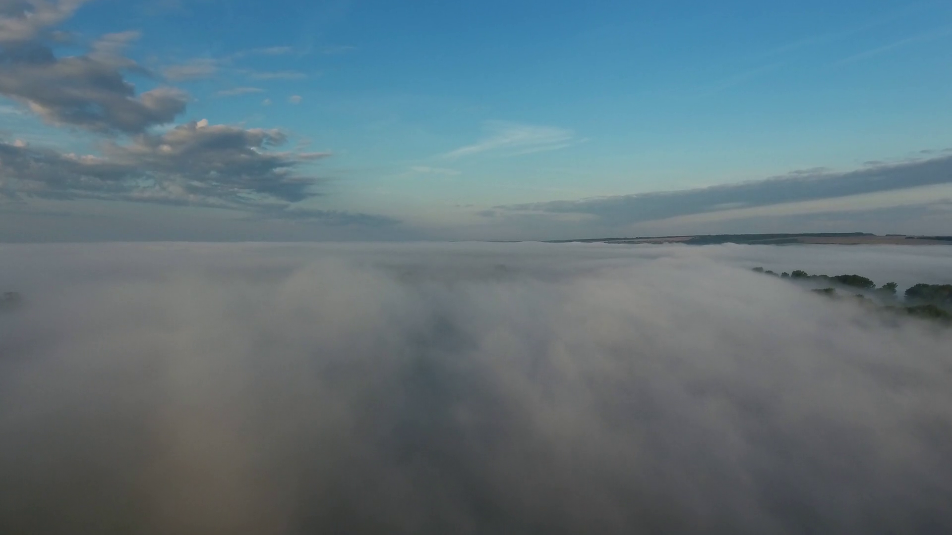 Flight From Above Dense Fog Over Countryside Stock Footage SBV ...