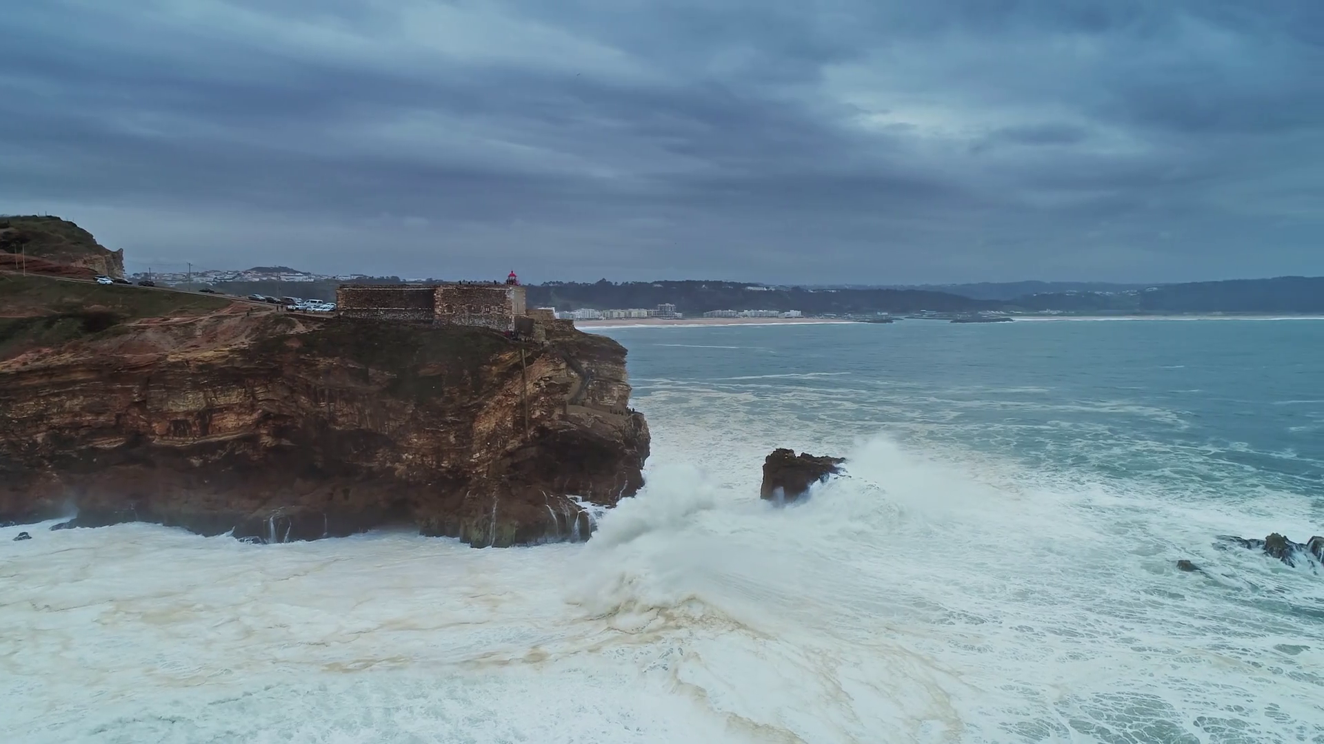Aerial Panorama View Of Lighthouse On Cliff Stock Footage SBV-348647096 ...