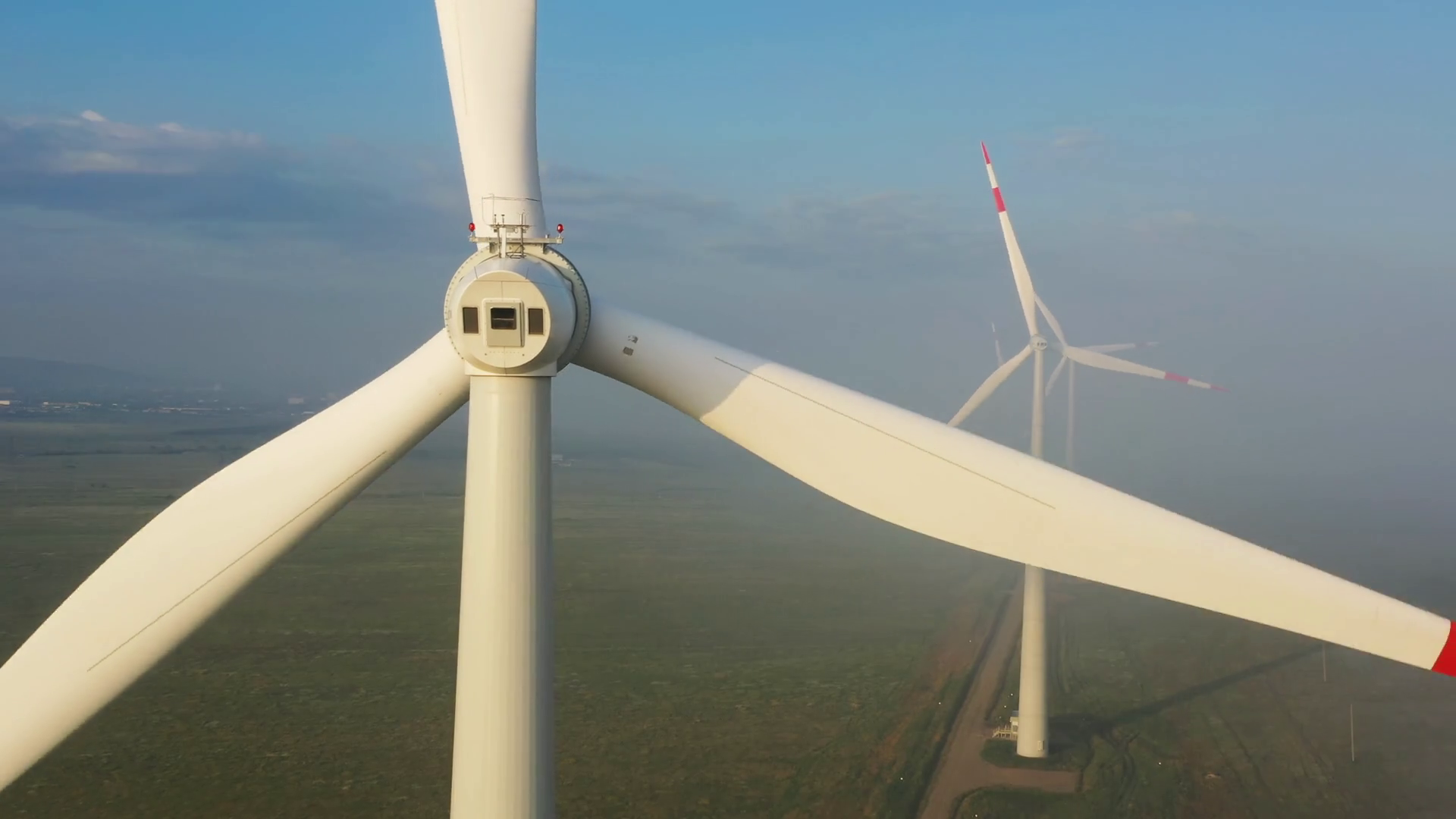 Beautiful Aerial Morning View Of Windmills Stock Footage SBV-348851639 ...