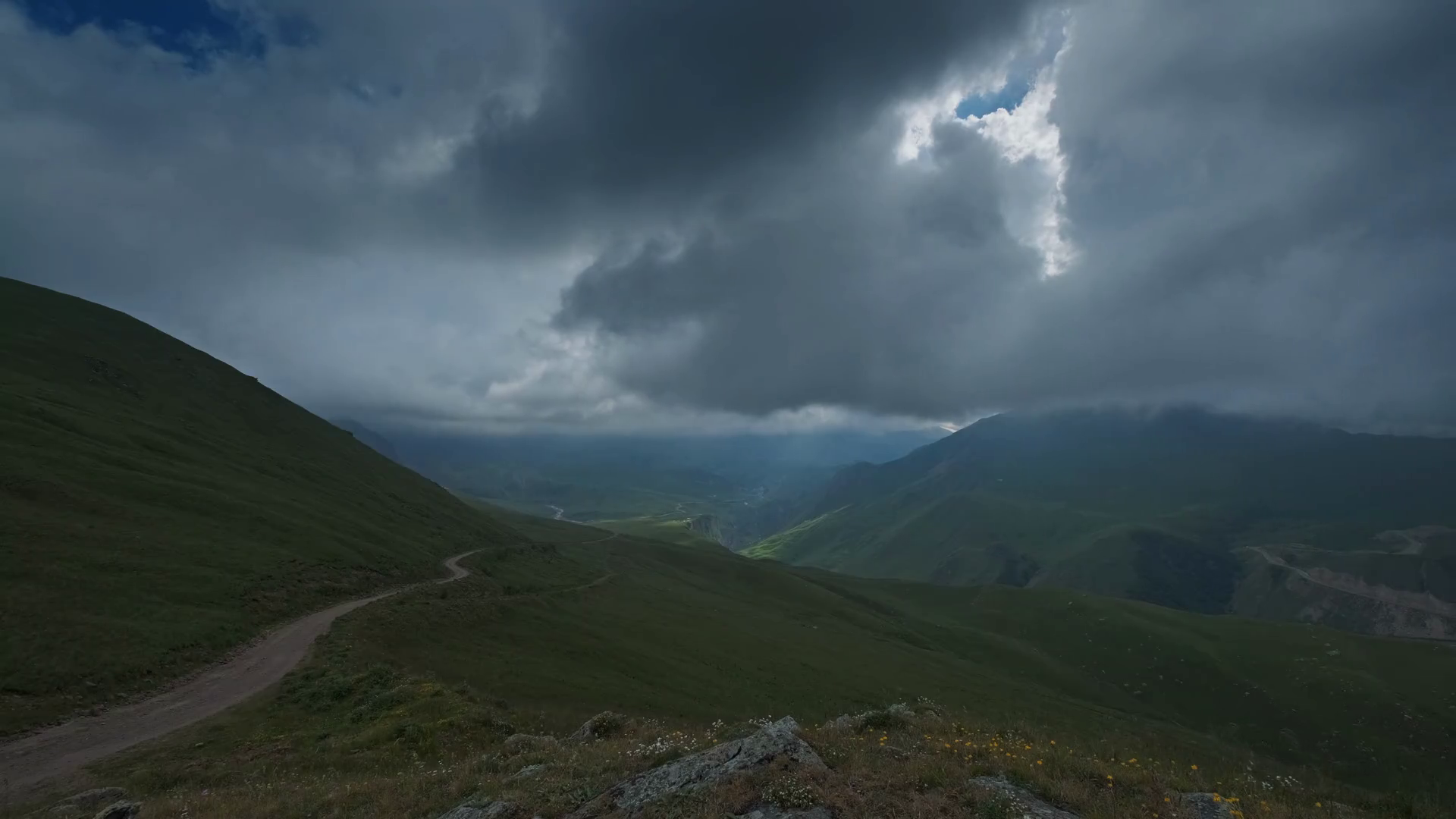 Moving Dramatic Clouds In Mountains Stock Footage SBV-347328699 ...
