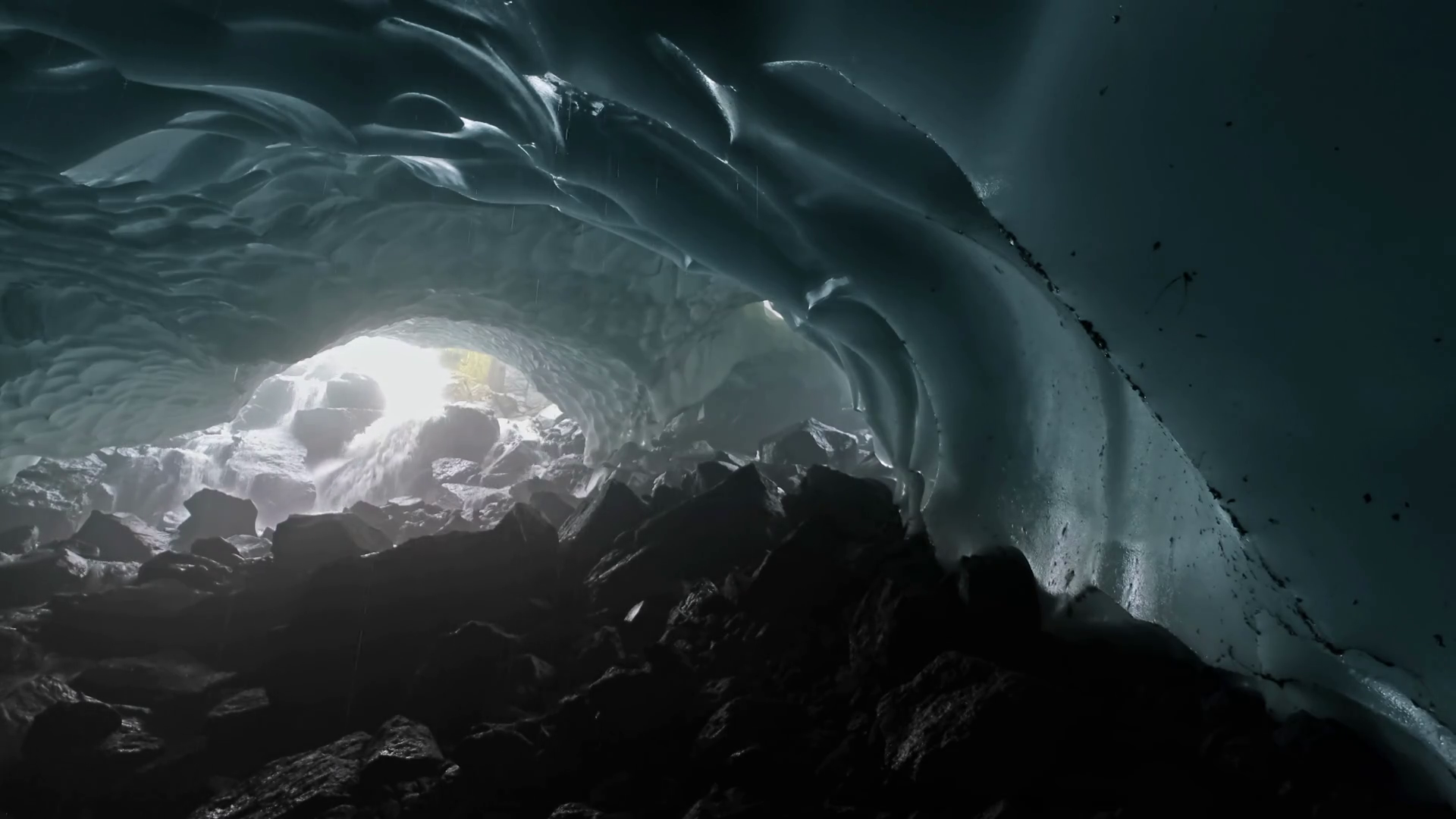 Landscape With Blue Ice Cave Stream Stock Footage SBV-348535136 ...