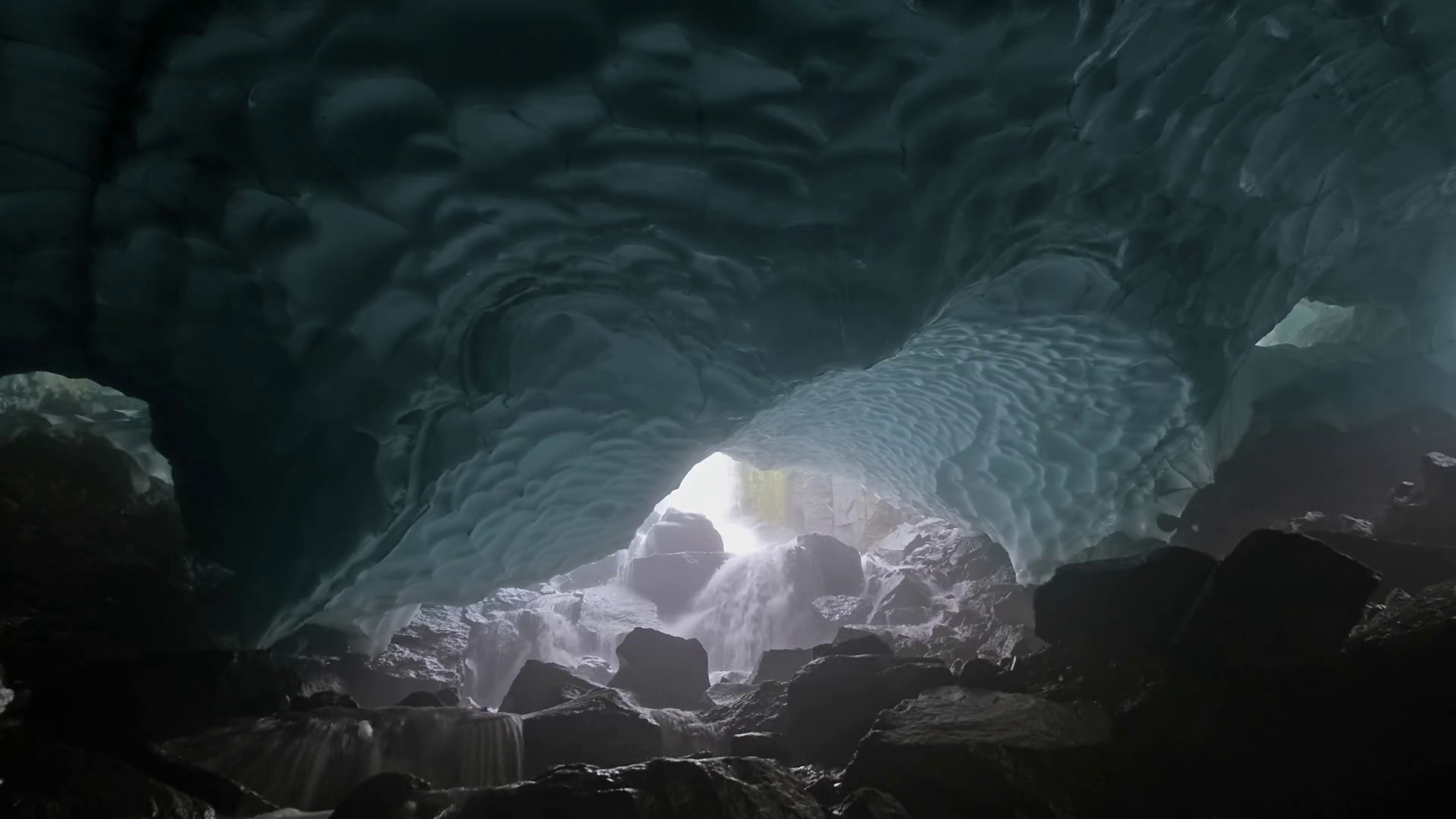 Landscape With Blue Ice Cave Stream Stock Footage SBV-348833665 ...