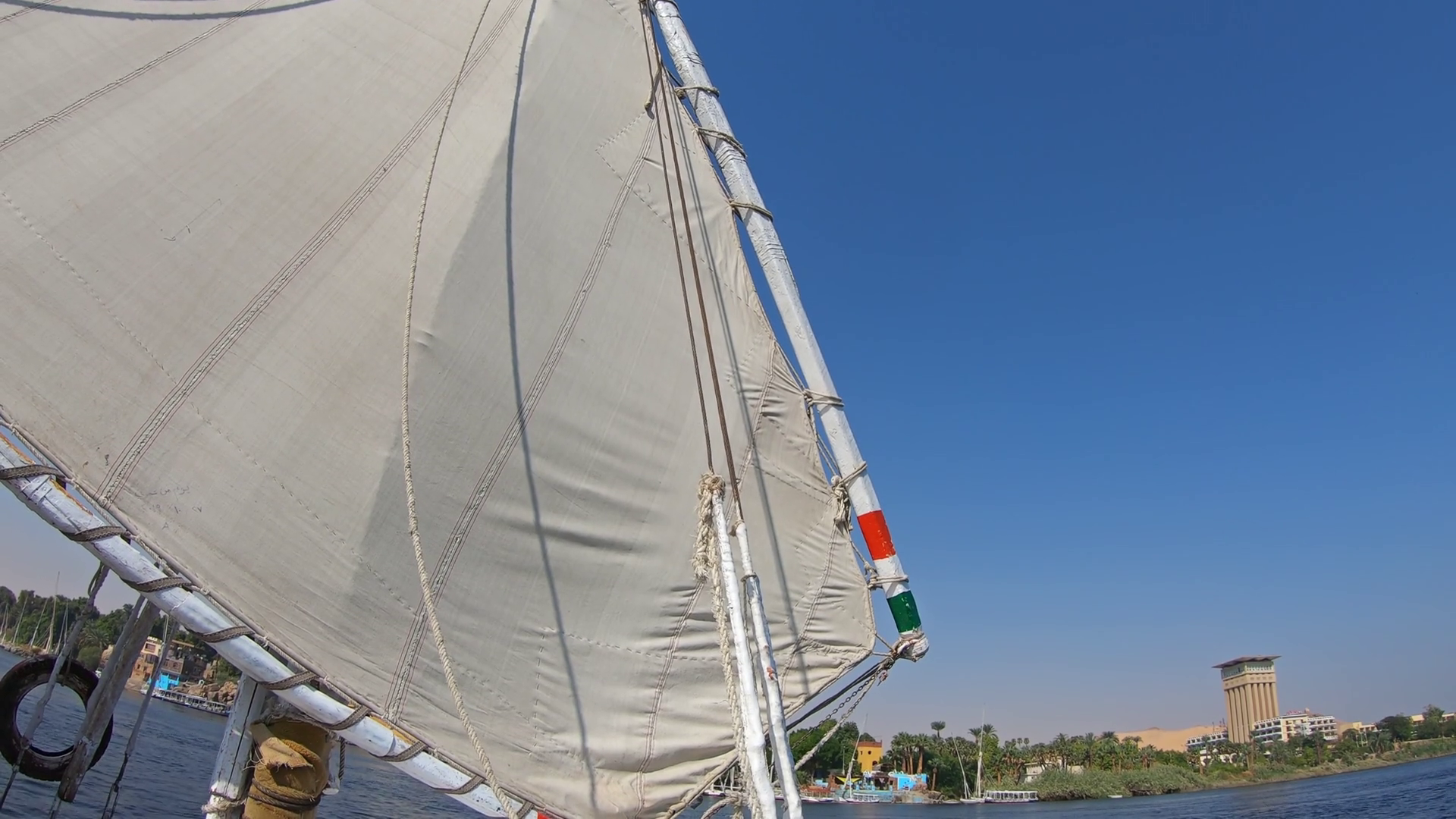 View From Egyptian Felucca Boat Sailing Stock Footage SBV-347836412 ...