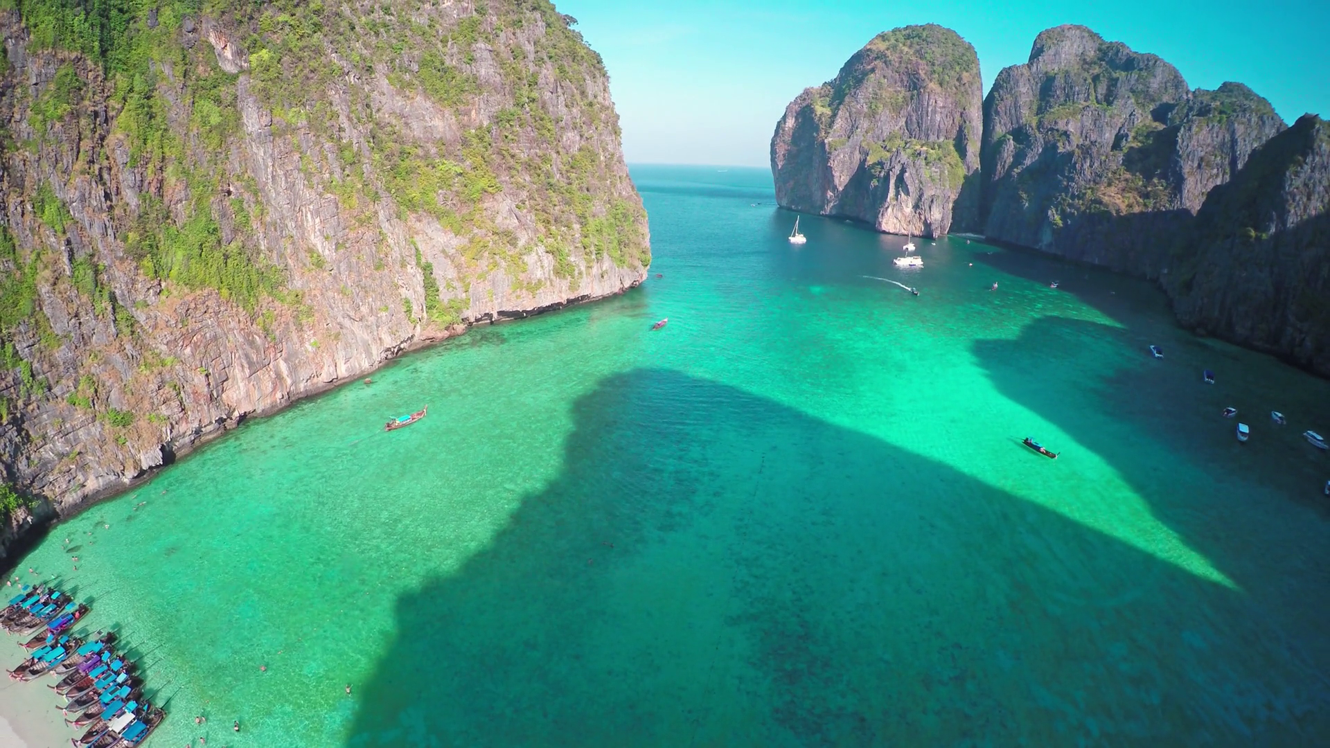 Aerial View On Maya Bay Phi Phi Leh Island Stock Footage SBV-348717661 ...