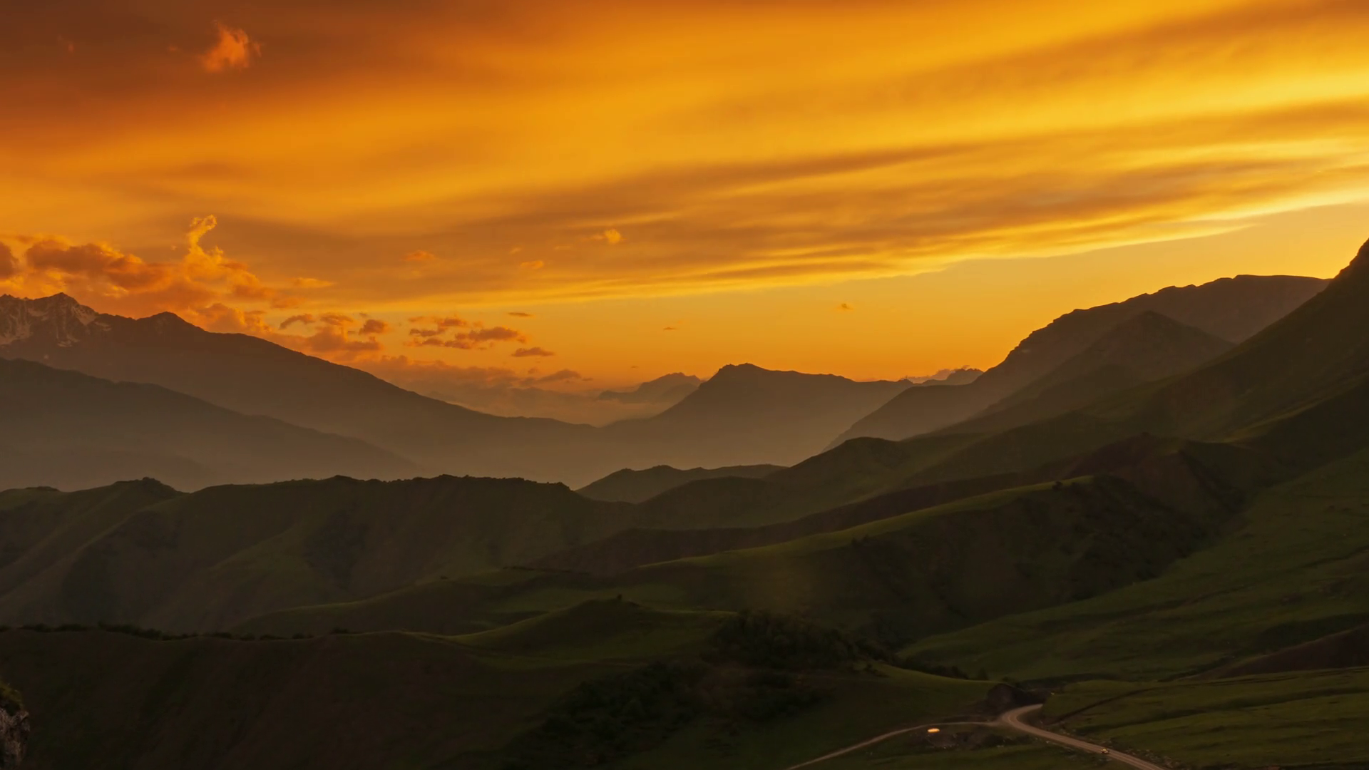 Beautiful Sunset In Smoky Mountains Caucasus Stock Footage SBV ...