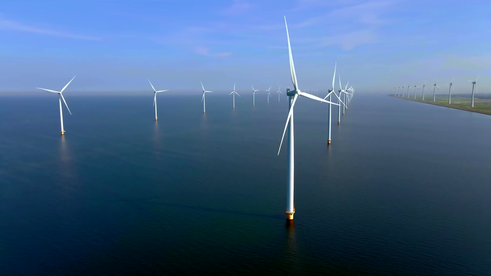 Offshore Windmill Park Blue Sky Windmill Stock Footage SBV-347534741 ...