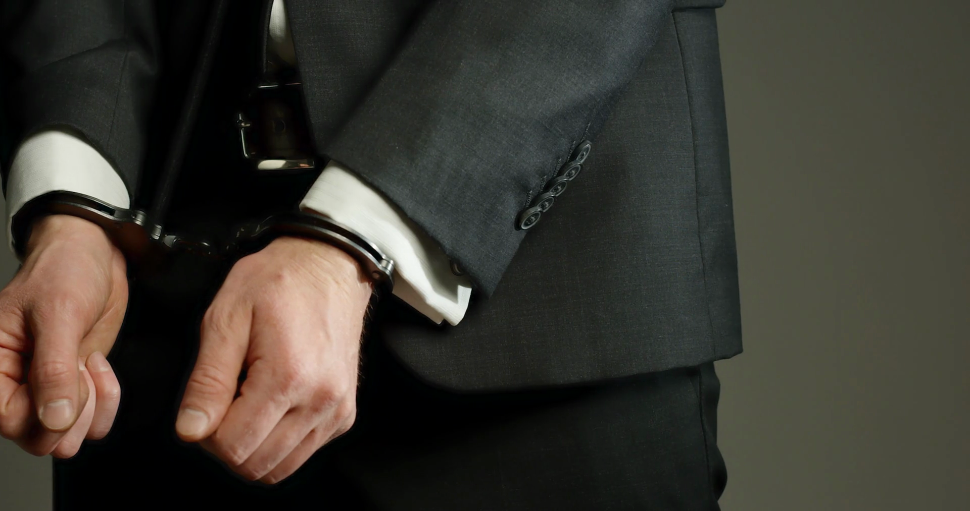 Business Man In Suit Has Handcuffs On Wrists Stock Footage SBV ...