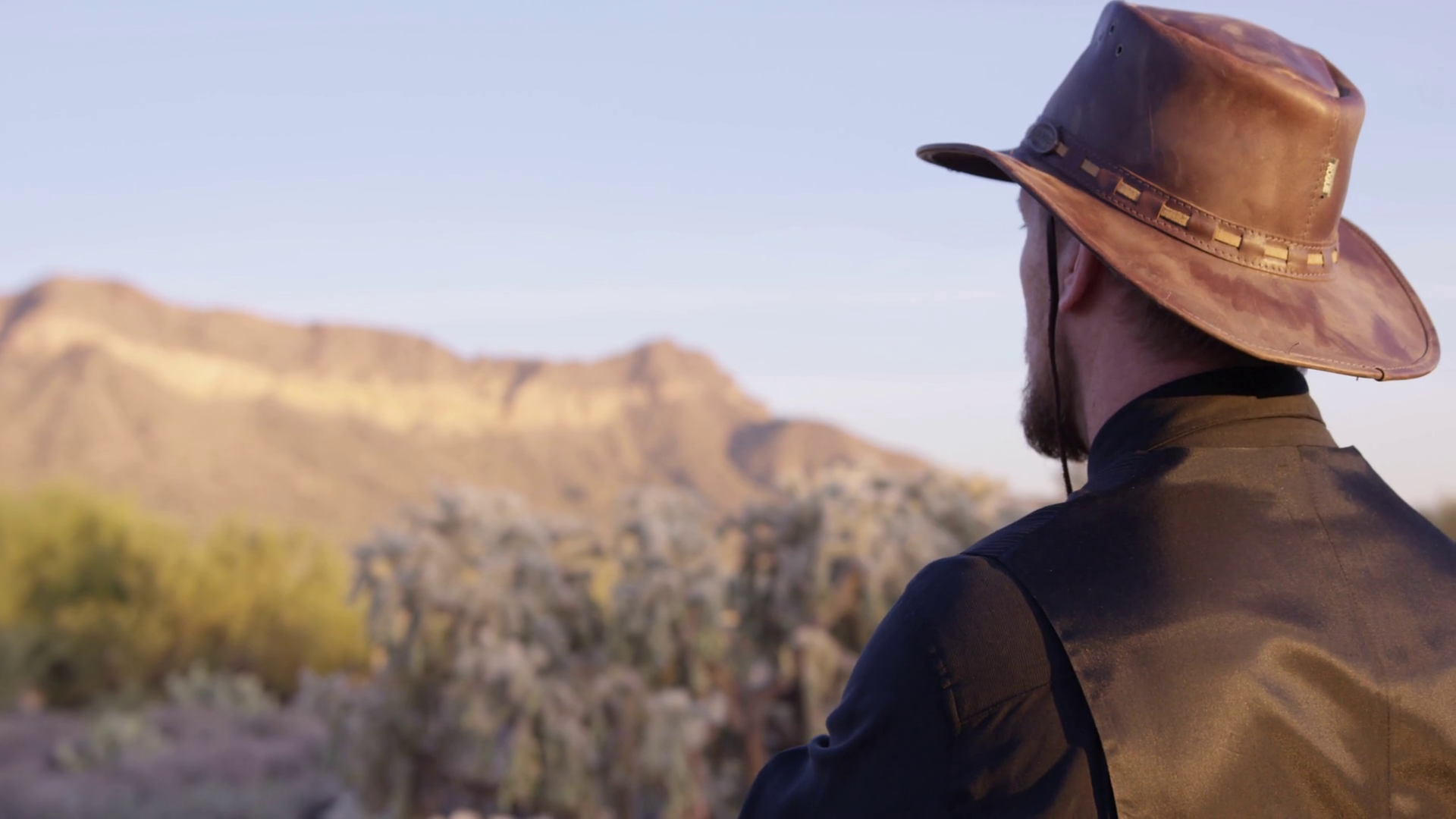 Cowboy Looking Towards Mountains Over Stock Footage SBV-351818798 ...