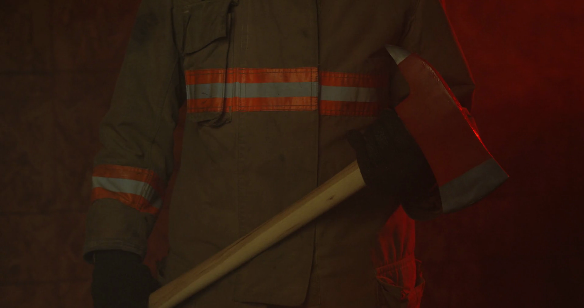 Fire Fighter Holding Axe At Waist Level Stock Footage SBV-347705660 ...