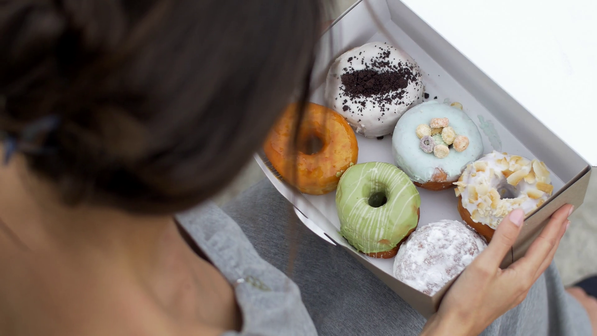 Fit Woman Chooses Donut Then Stops Stock Footage SBV-348450951 ...