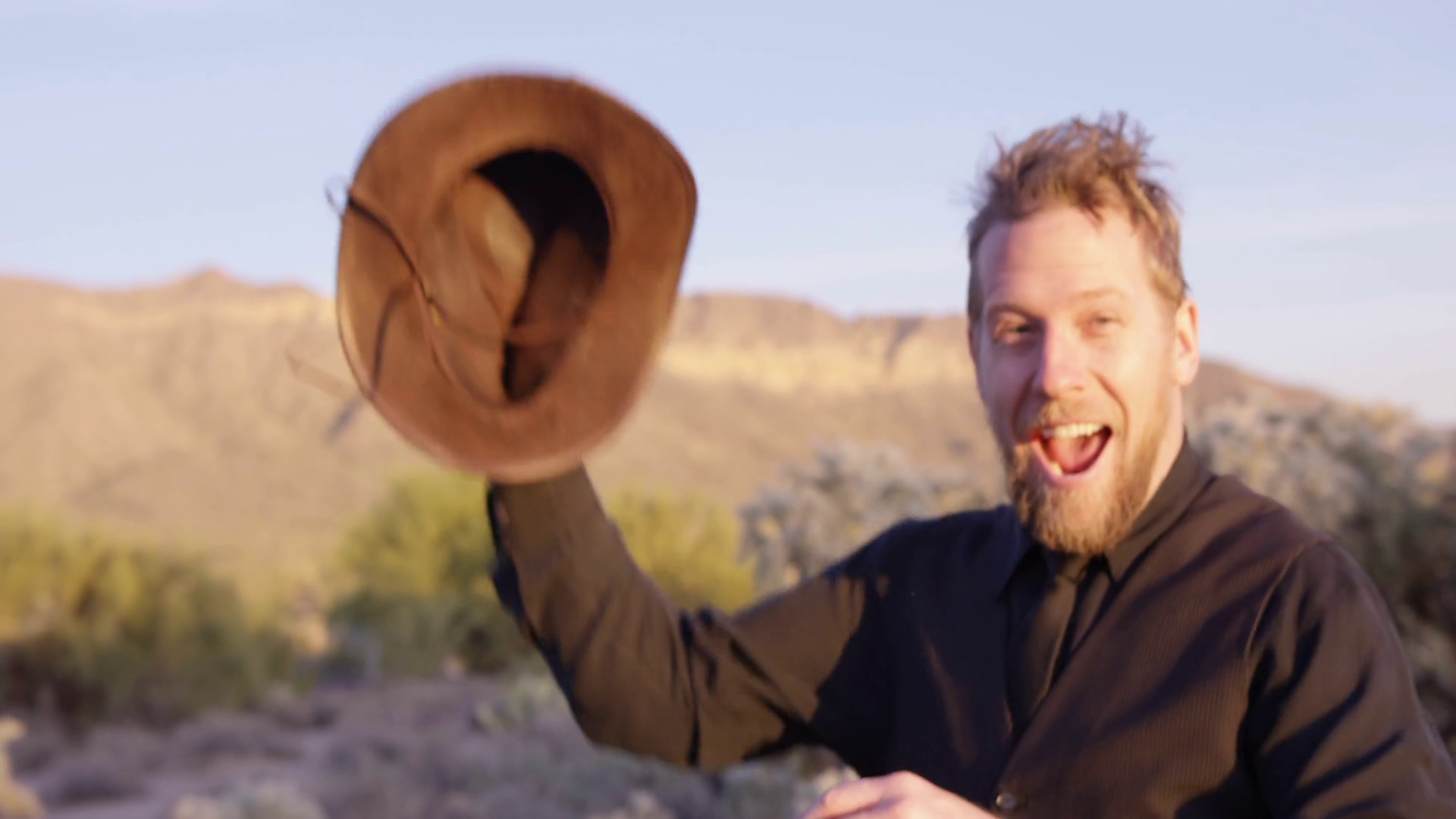 Happy Excited Cowboy Jumps Around Slow Motion Stock Footage SBV ...