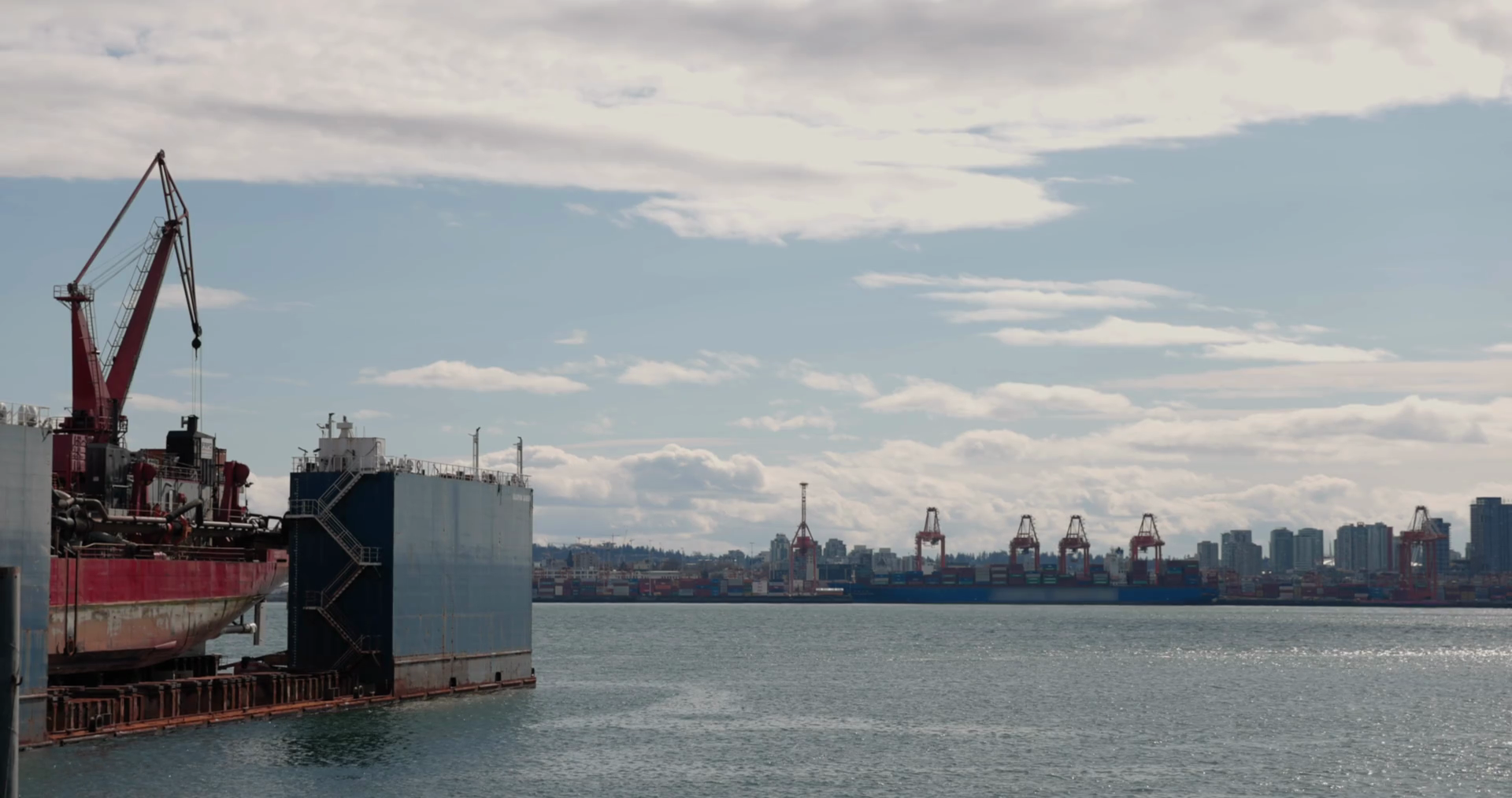 Large Cargo Ships In Drydock On Busy City Stock Footage SBV-347754327 ...