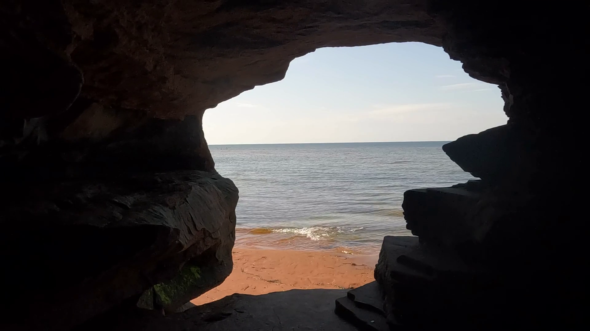 Looking At Ocean Through Rock Cave Close Up Stock Footage SBV-348451383 ...