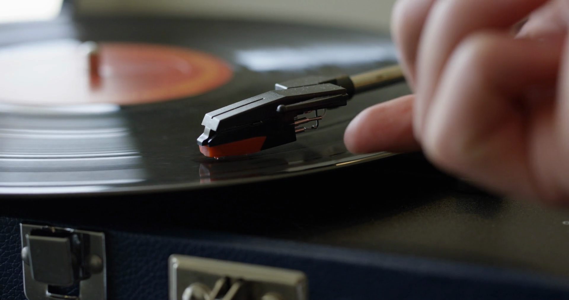 Man Fumbles To Remove Retro Record Player Stock Footage SBV-347707632 ...