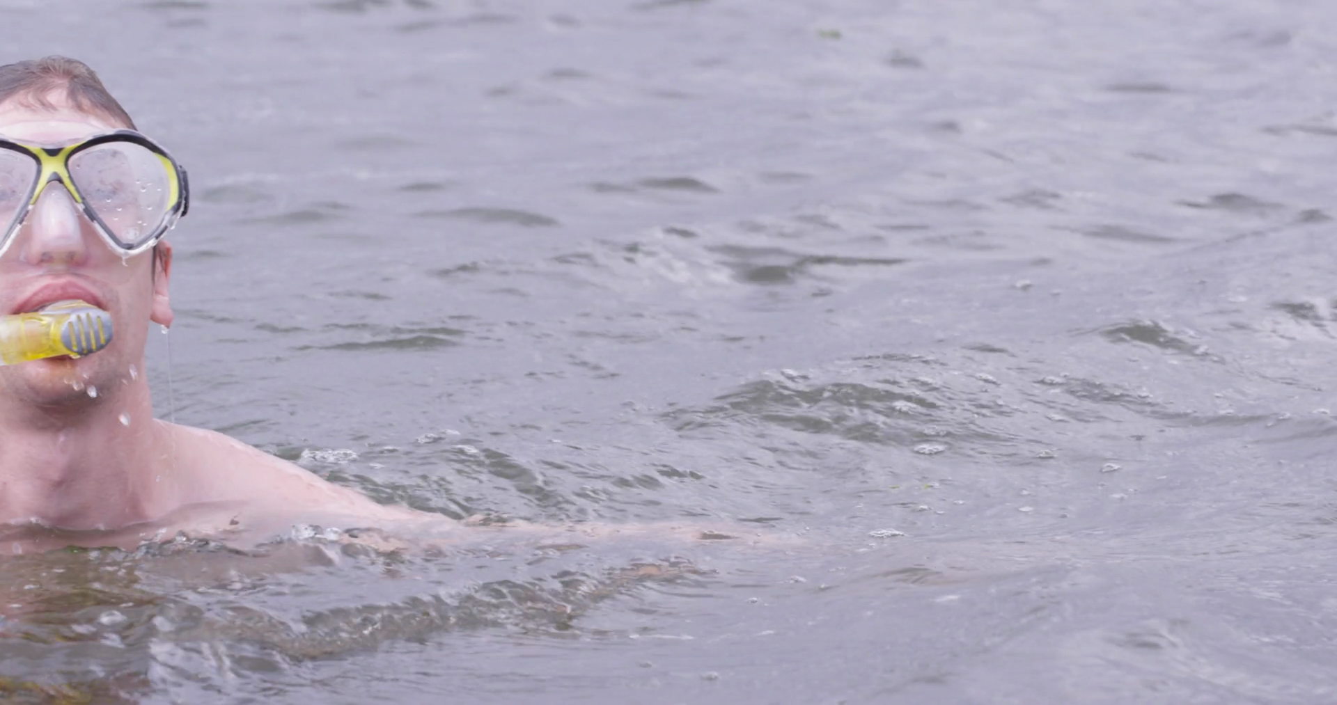 Man With Swim Mask Snorkel Treading Water Stock Footage SBV-347706785 ...
