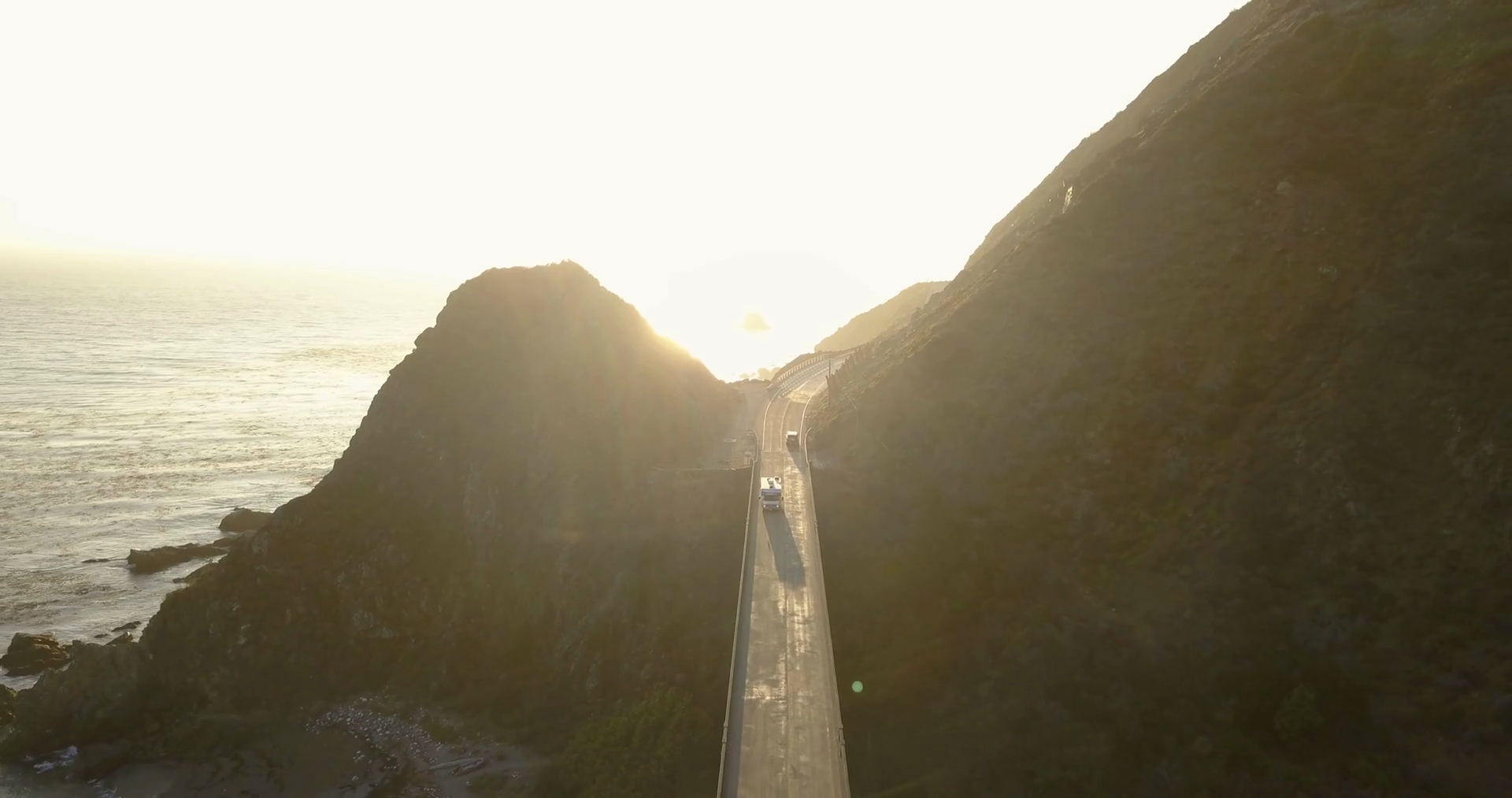 Rv Driving Along Costal Bridge Spanning Stock Footage SBV-347707438 ...