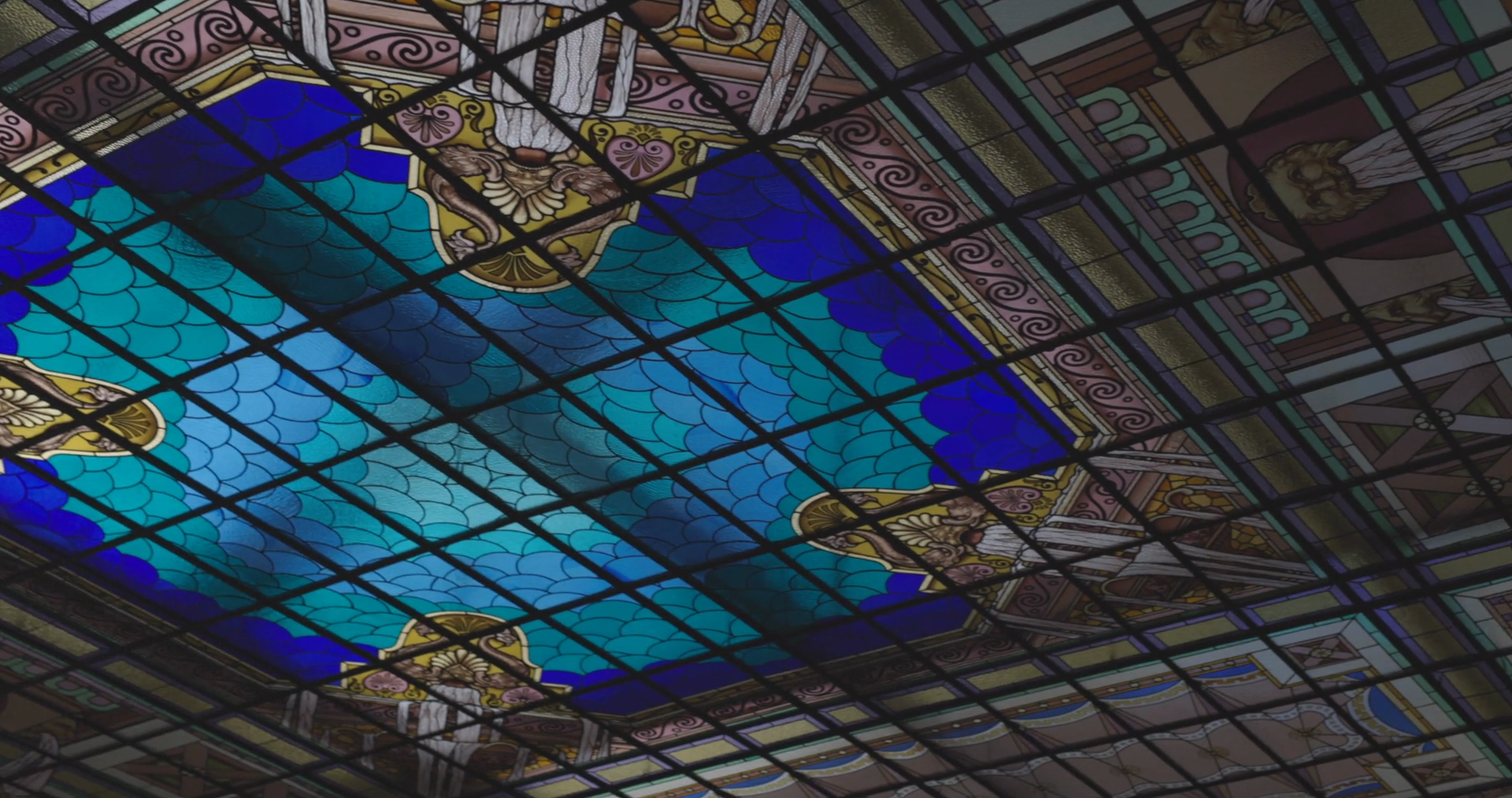 Stained Glass Ceiling Design Colorful Stock Footage SBV-353194274 ...