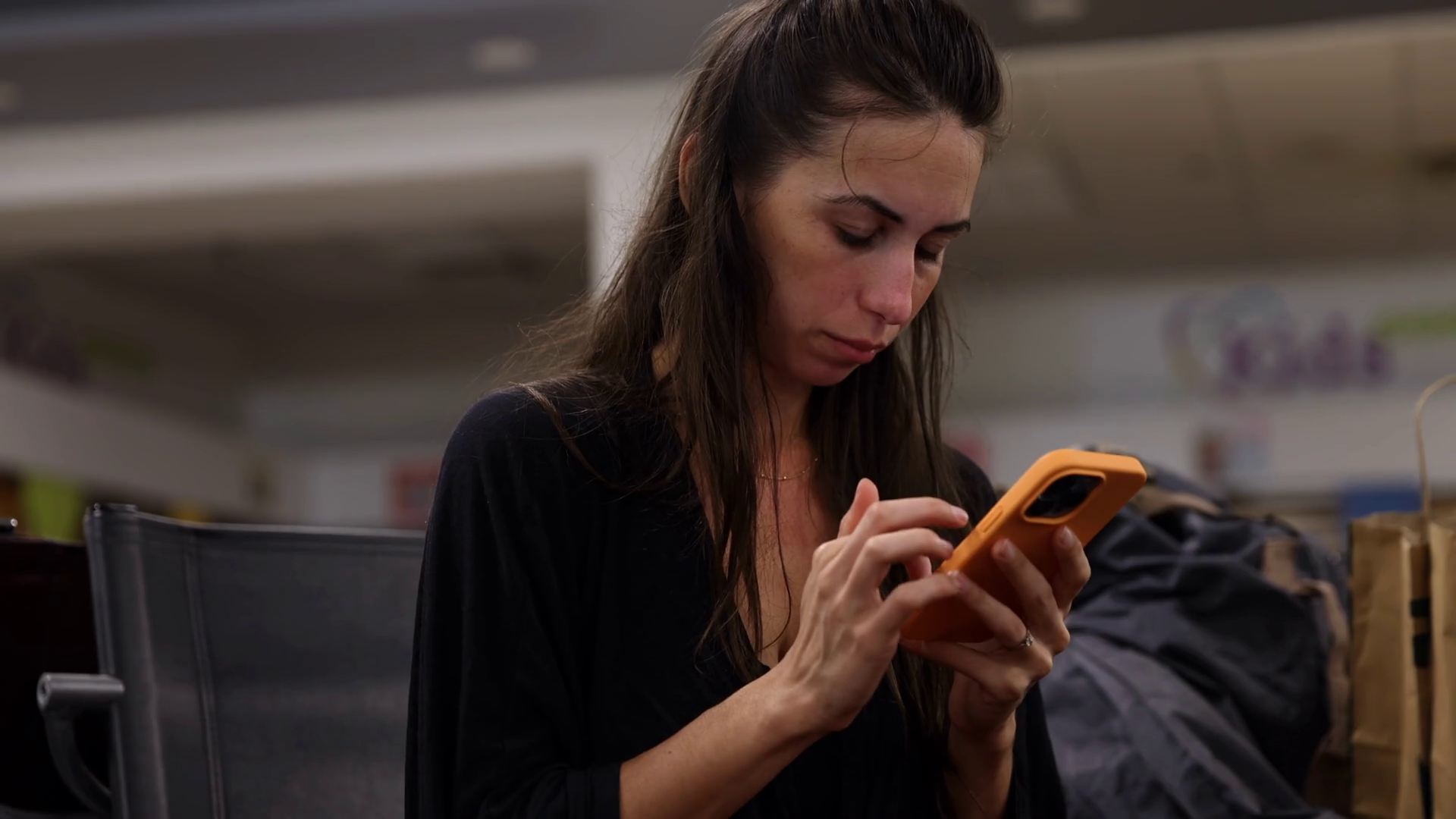 Woman In 20 S Sitting At Airport Gate Stock Footage SBV-347604253 - Storyblocks