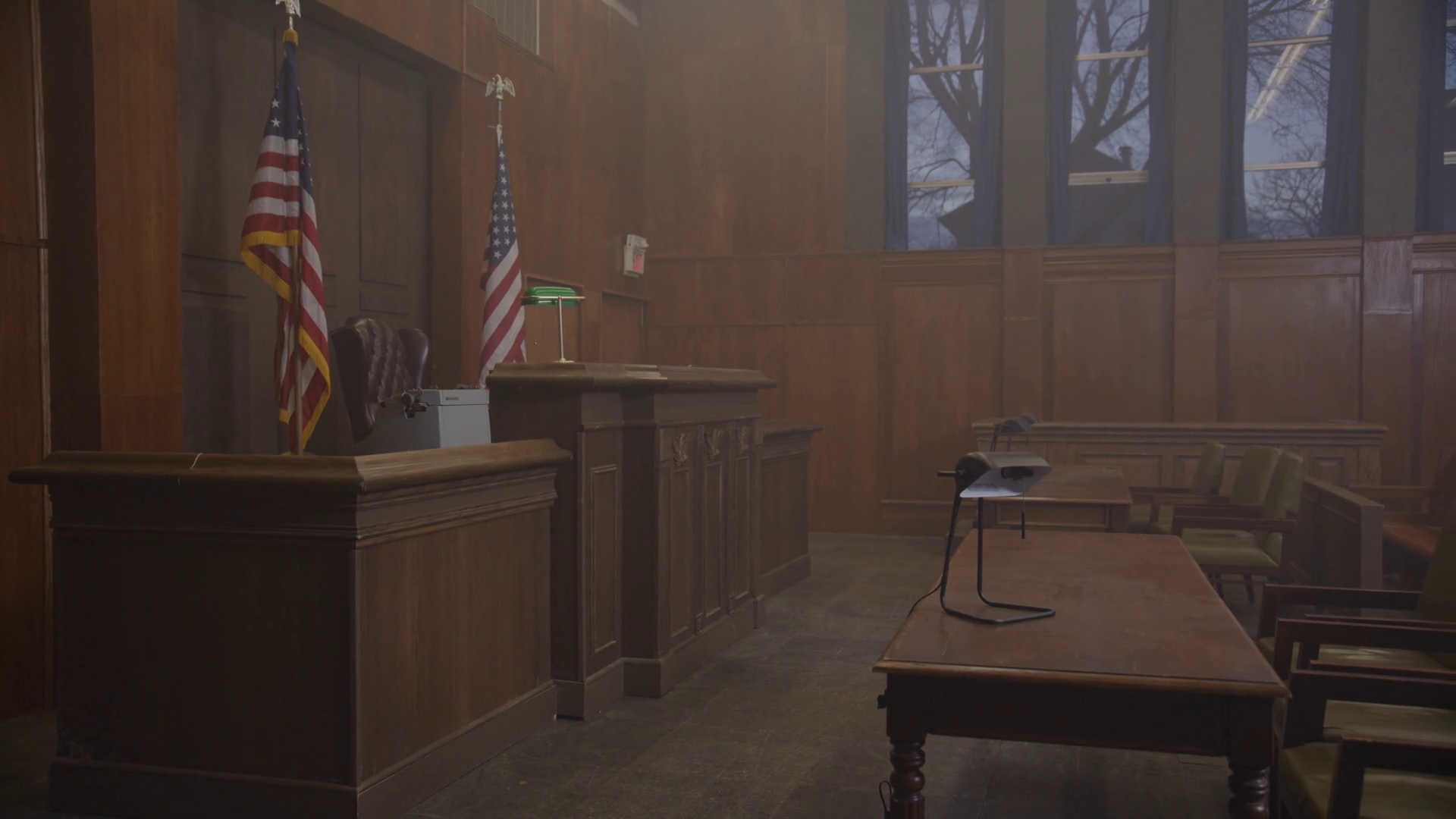 Establishing Shot Of Empty Court Room Stock Footage SBV-351672396 ...