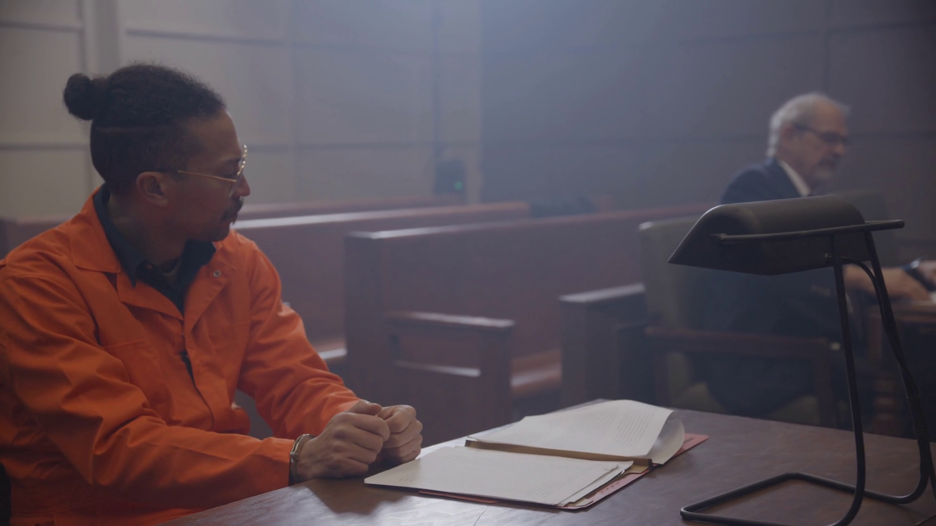 Inmate In Orange Jumpsuit In Court Room Stock Footage SBV-351671818 ...