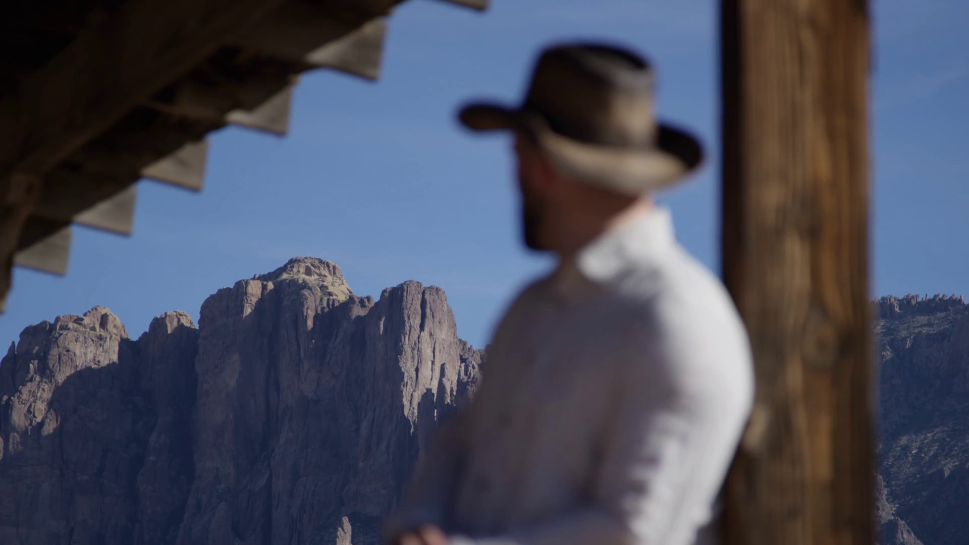 Cowboy Man Rack Focus From Mountains To Stock Footage SBV-352195671 ...