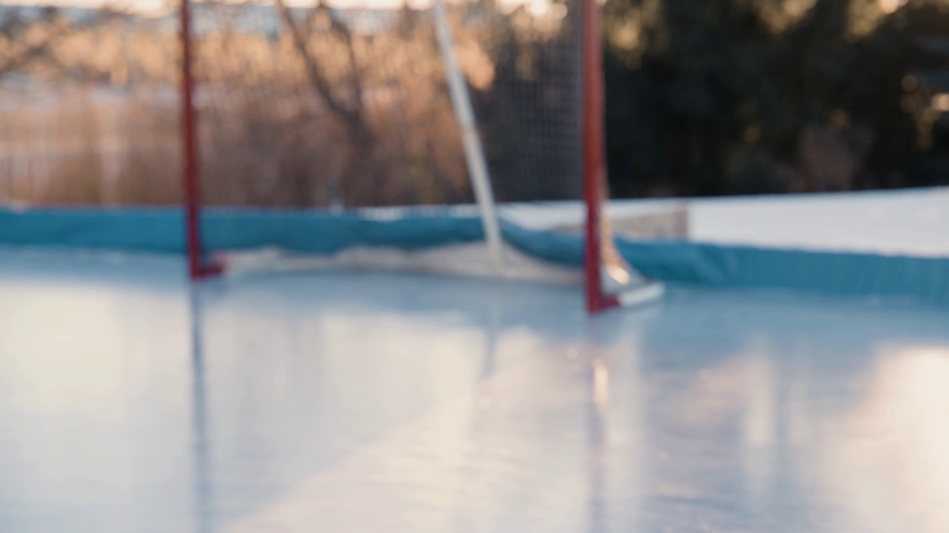 Tilt From Canadian Flag To Outdoor Hockey Net Stock Footage SBV ...