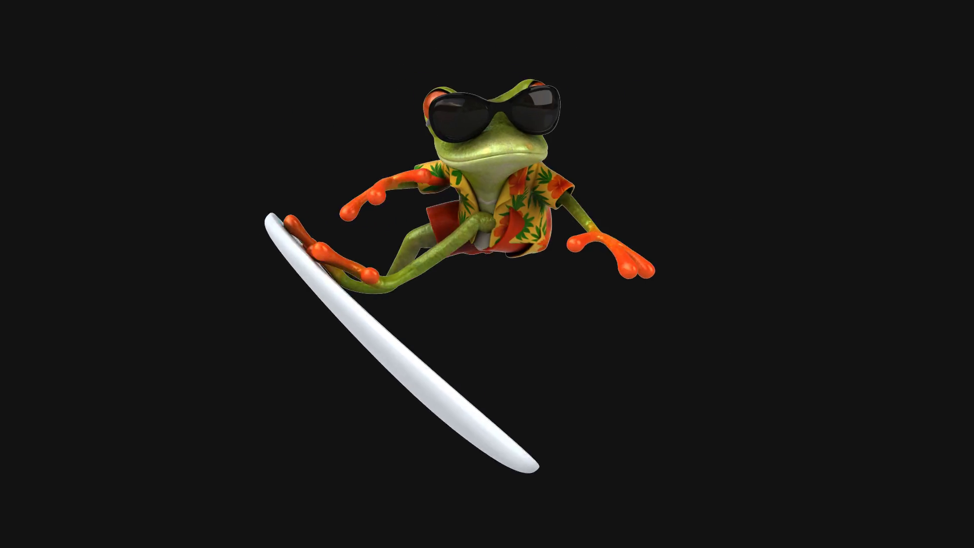 Fun 3d Cartoon Green Frog Surfing(with Alpha Stock Footage SBV ...