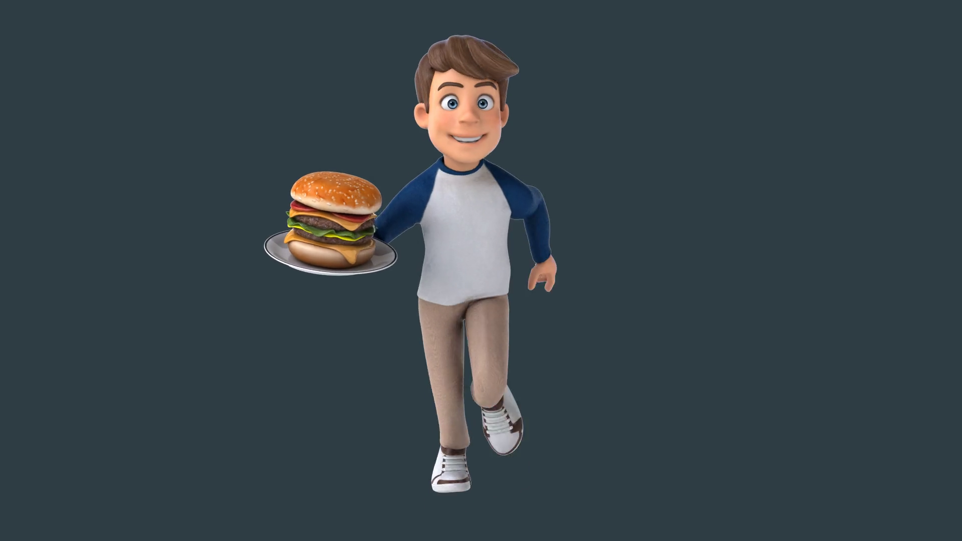 Fun Kid Running With Hamburger (with Alpha Stock Motion Graphics SBV ...