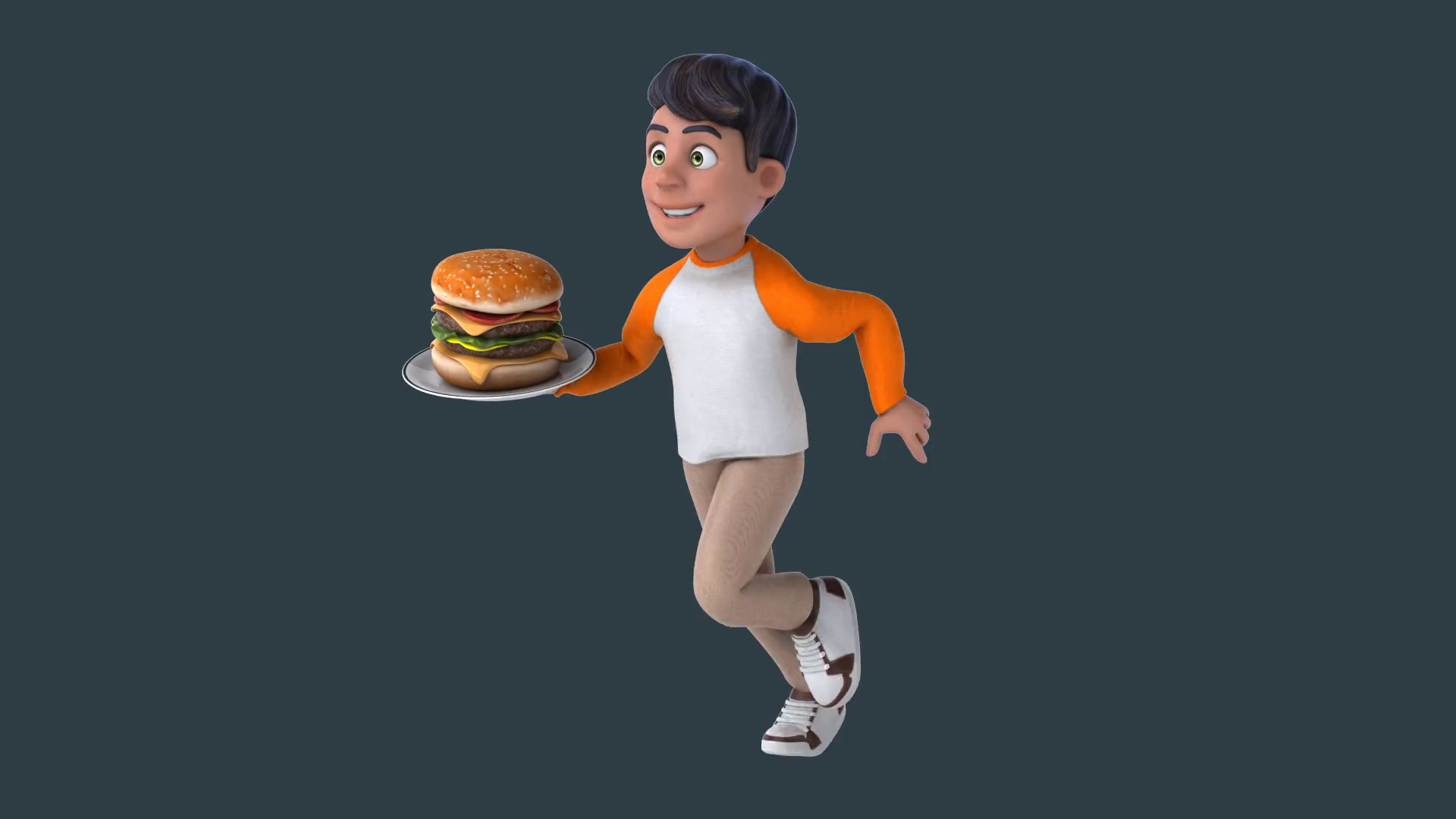 Fun Kid Running With Hamburger (with Alpha Stock Motion Graphics SBV ...