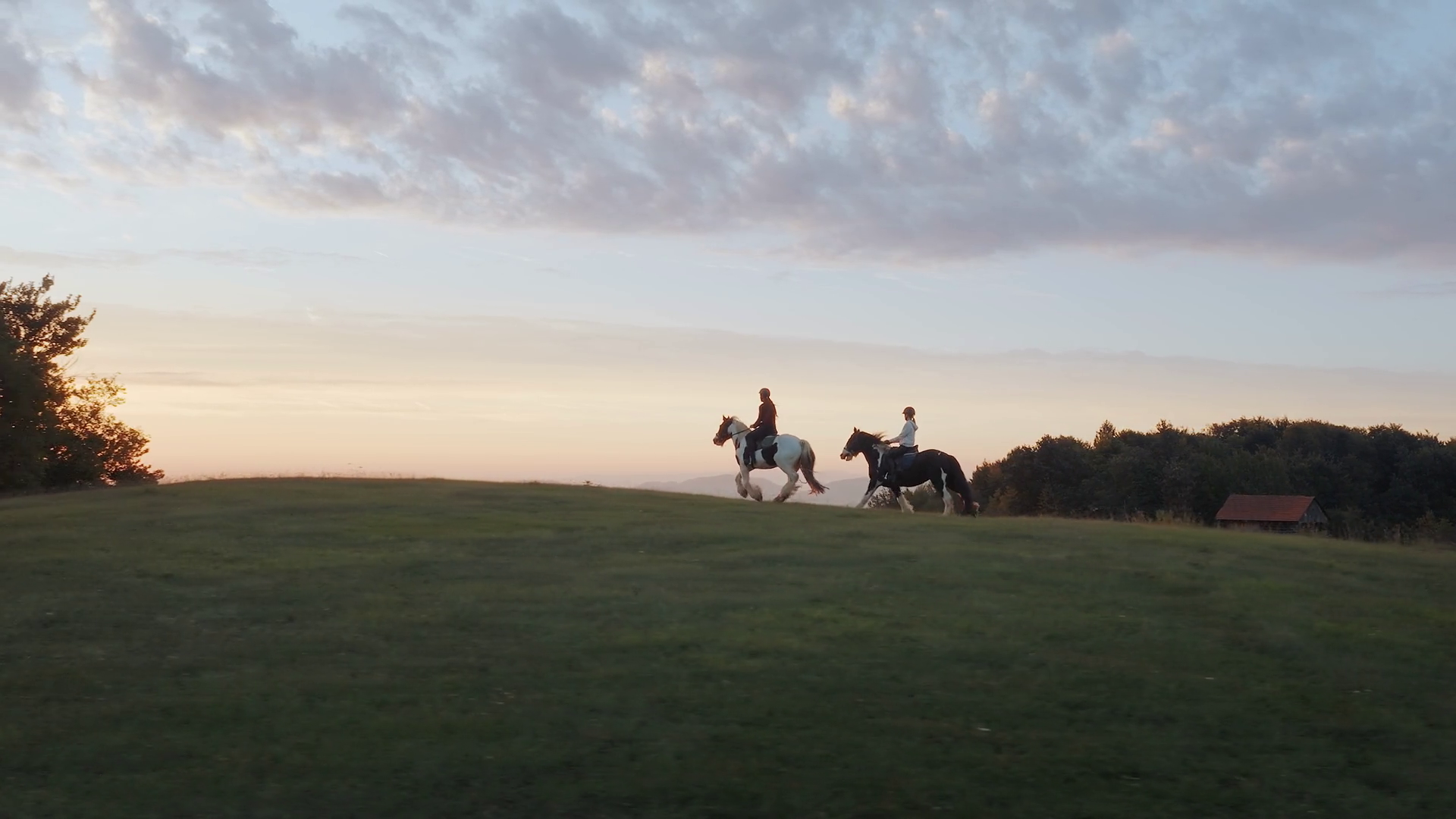 Two Girls Horseback Riding In Slowmotion At Stock Footage SBV-348834431 ...