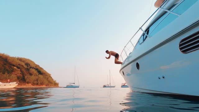 Jumping From The Boat Stock Footage: Royalty-Free Video Clips - Storyblocks