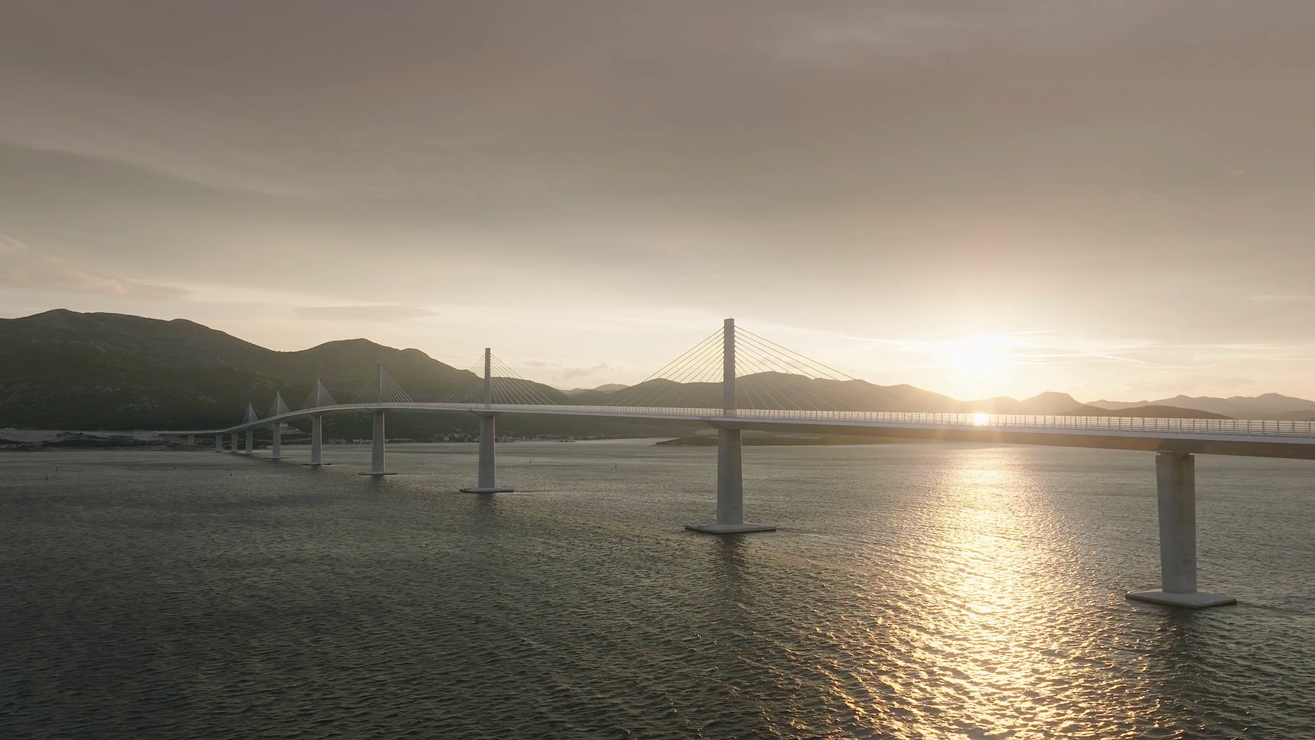 Majestic Bridge Across Blue Mediterranean Stock Footage SBV-348851065 ...