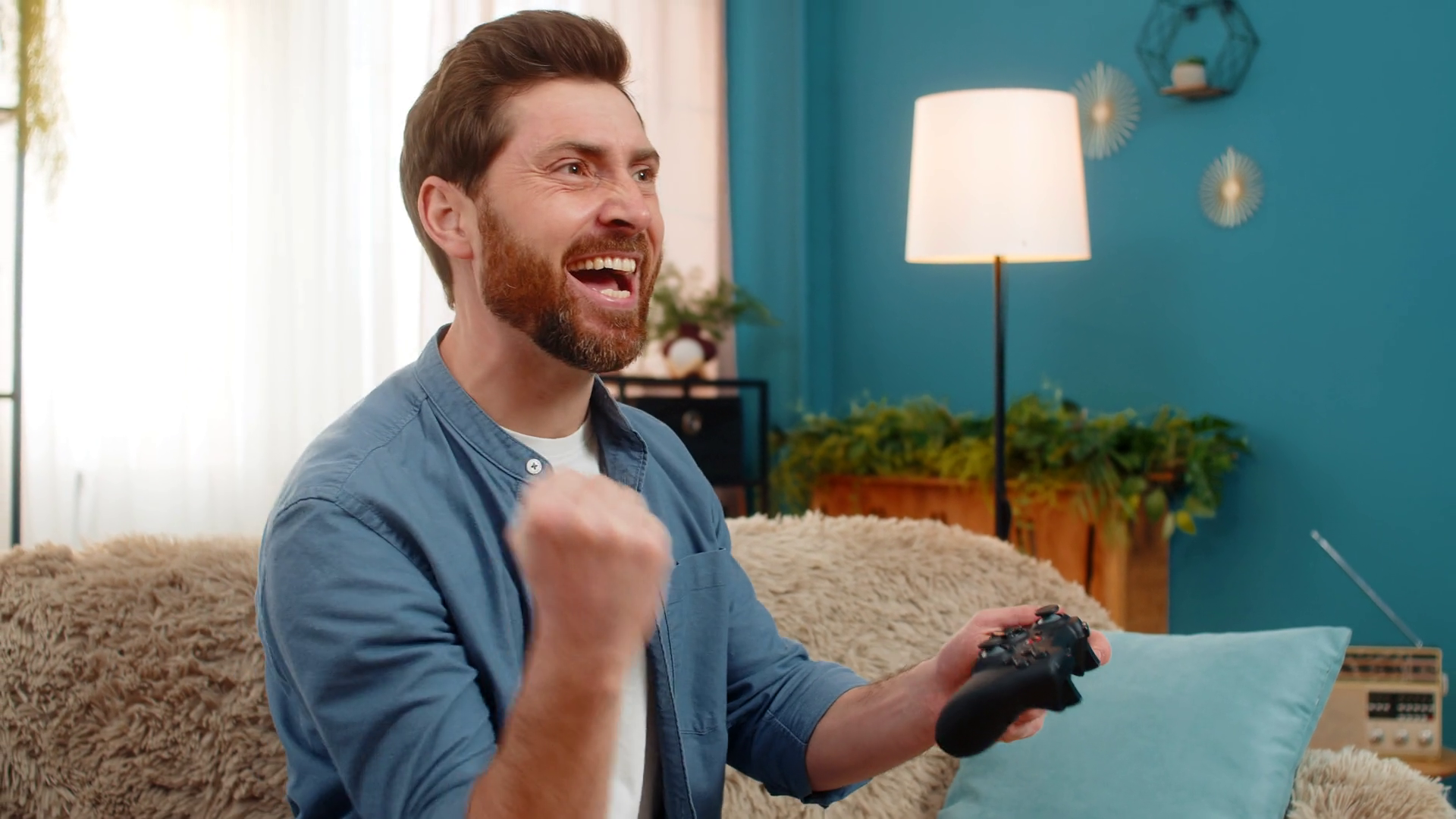 Young Man Intensely Playing Video Game Stock Footage SBV-351999469 ...