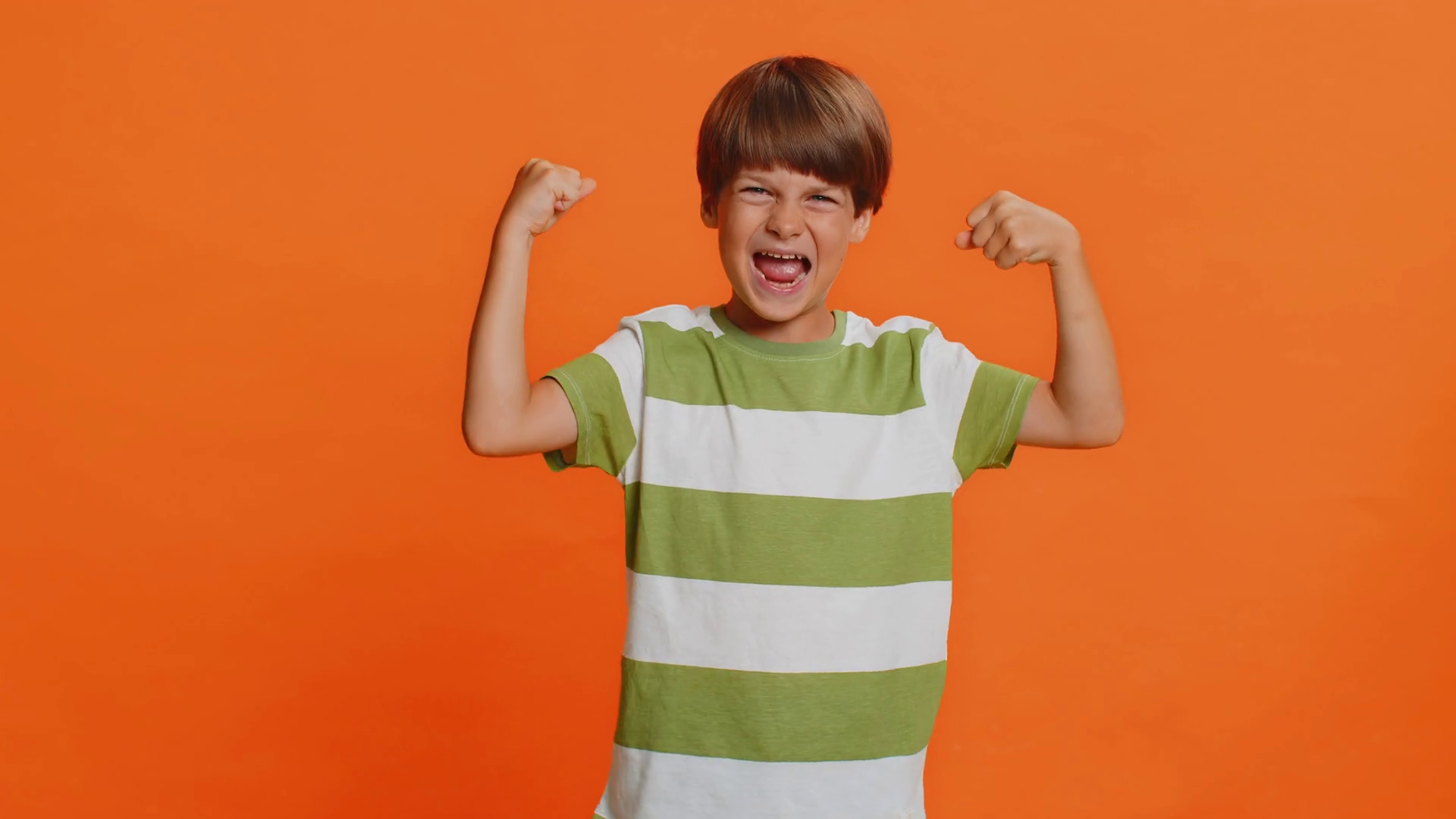 Fit Sporty Child Boy Kid Showing Biceps Stock Footage SBV-352314381 ...