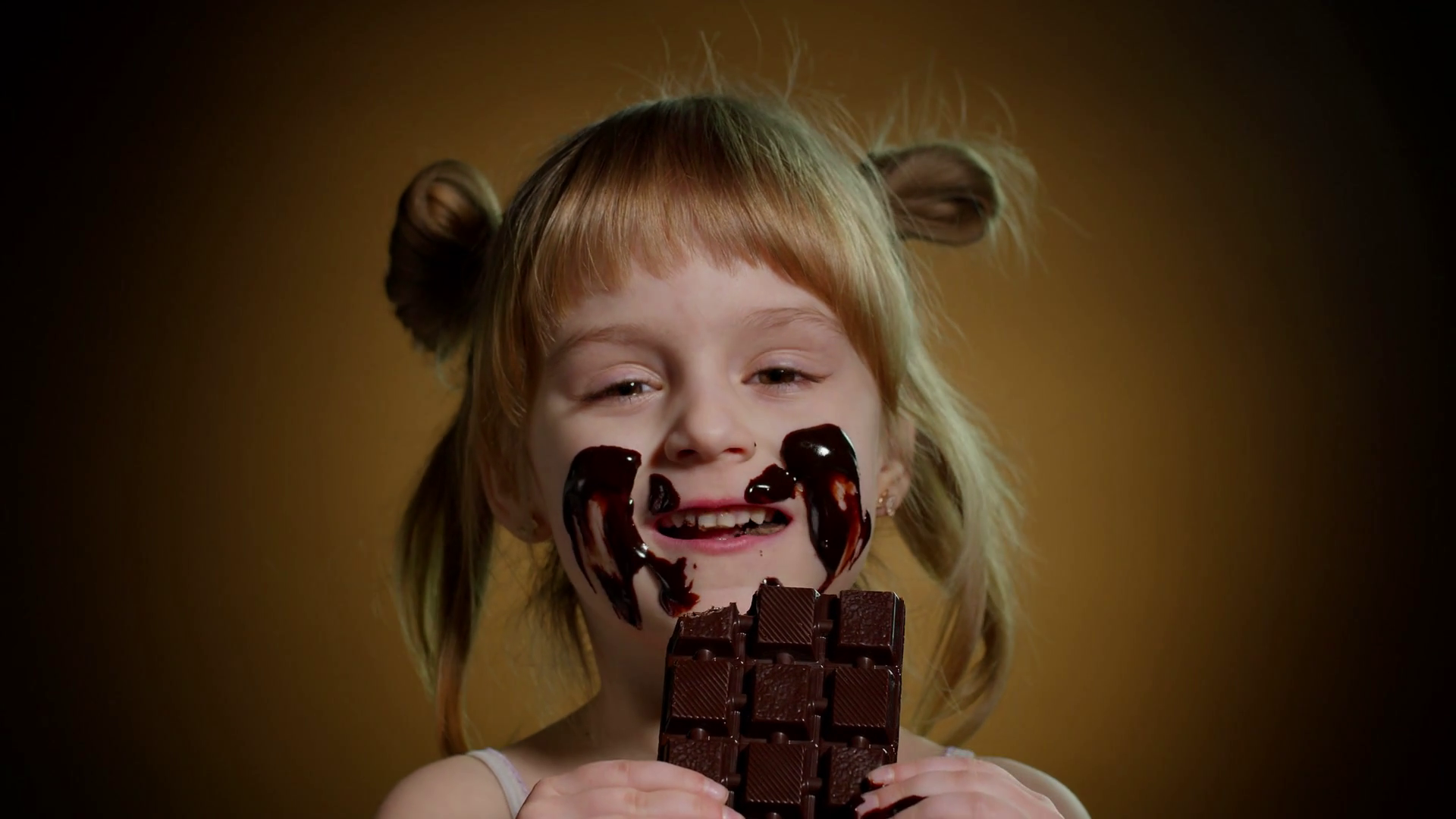 Portrait Of Teen Child Kid Smears Face With Stock Footage SBV-352267132 ...