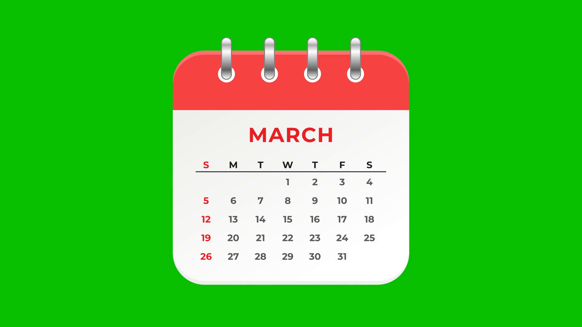 Calendar Pages Flipping Animation Montly Stock Motion Graphics SBV ...