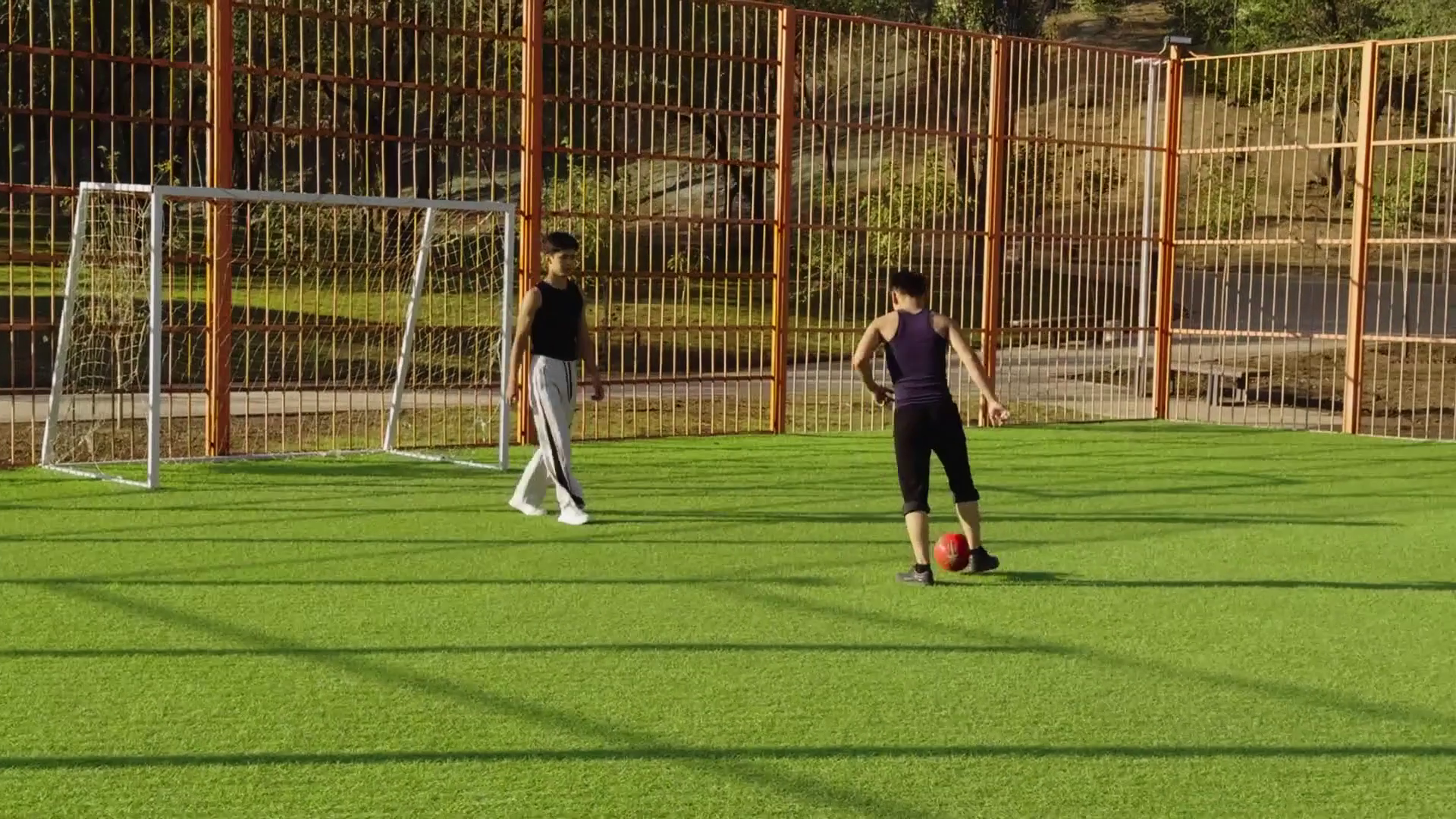 Two Men On Football Pitch Prepare Penalty Stock Footage SBV-352913924 ...