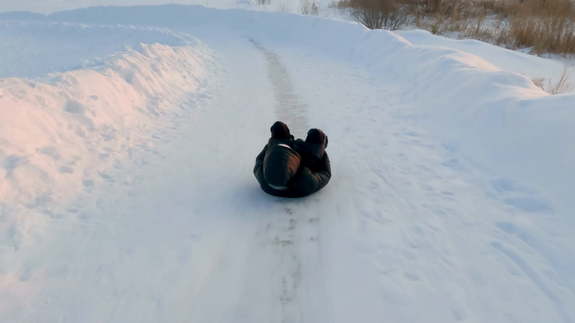 Teenager Sliding On Snow Covered Slope At Stock Footage SBV-347236490 ...
