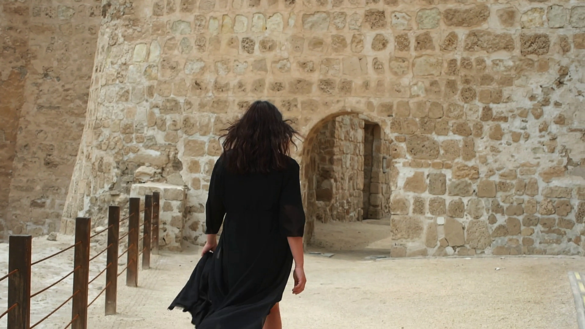 Woman Walks On Excursion In Ruin Ancient Stock Footage SBV-347621350 ...