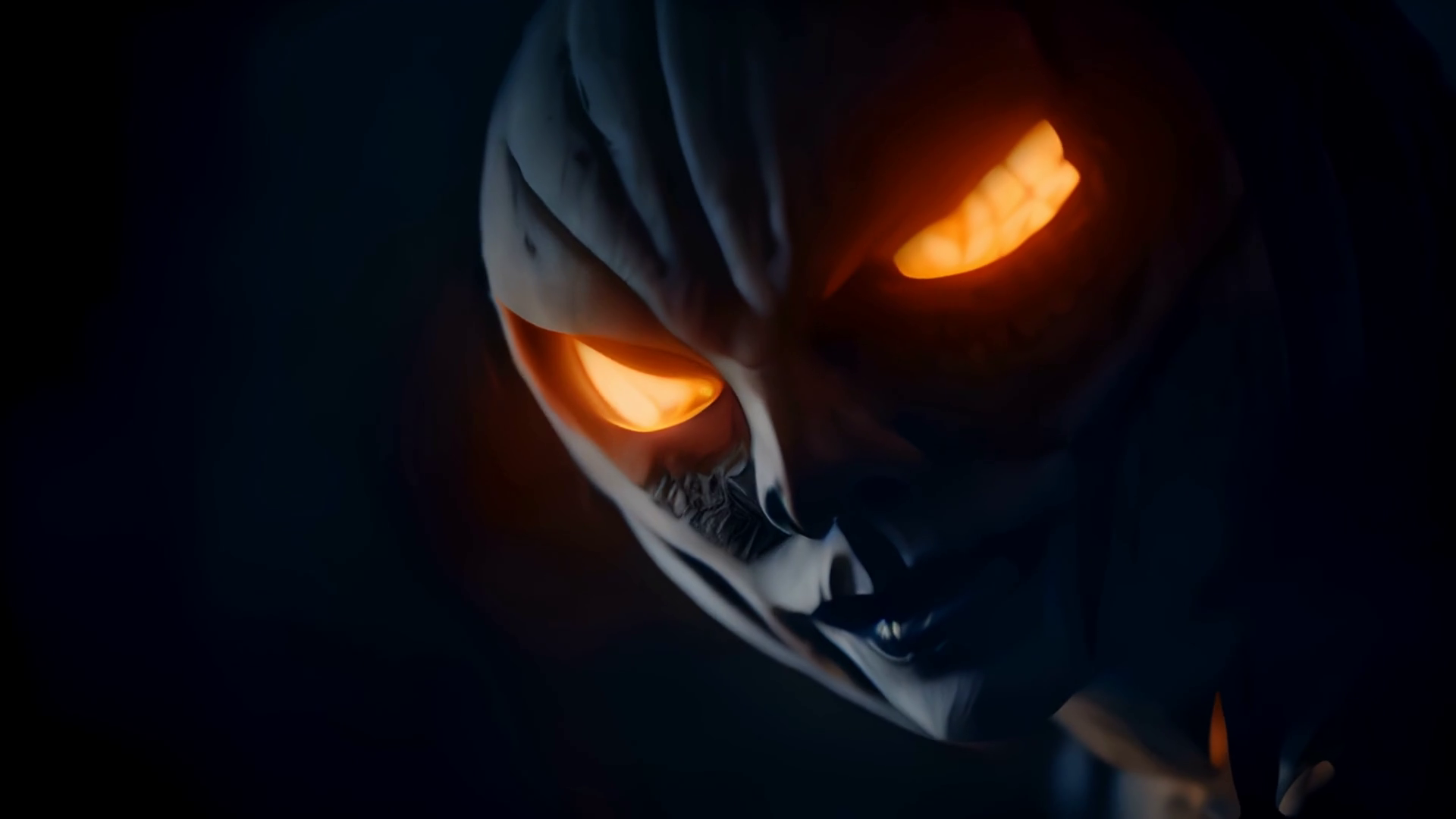 Closeup Of Scary Alien Face With Orange Eyes Stock Footage SBV ...