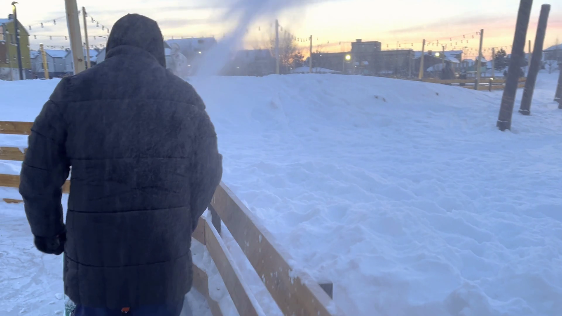 Man Cleaning Snow Using Snowblower Near Stock Footage SBV-348876997 ...