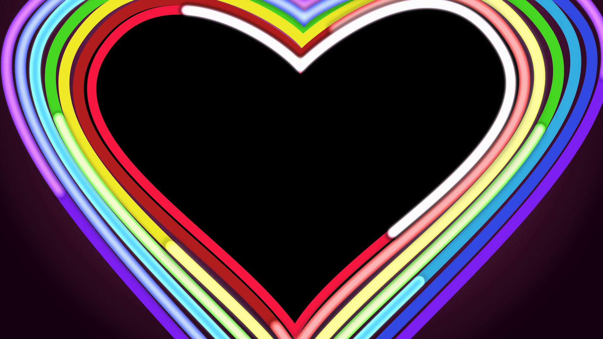 Bright rainbow colorful heart-shaped frame on black background ...